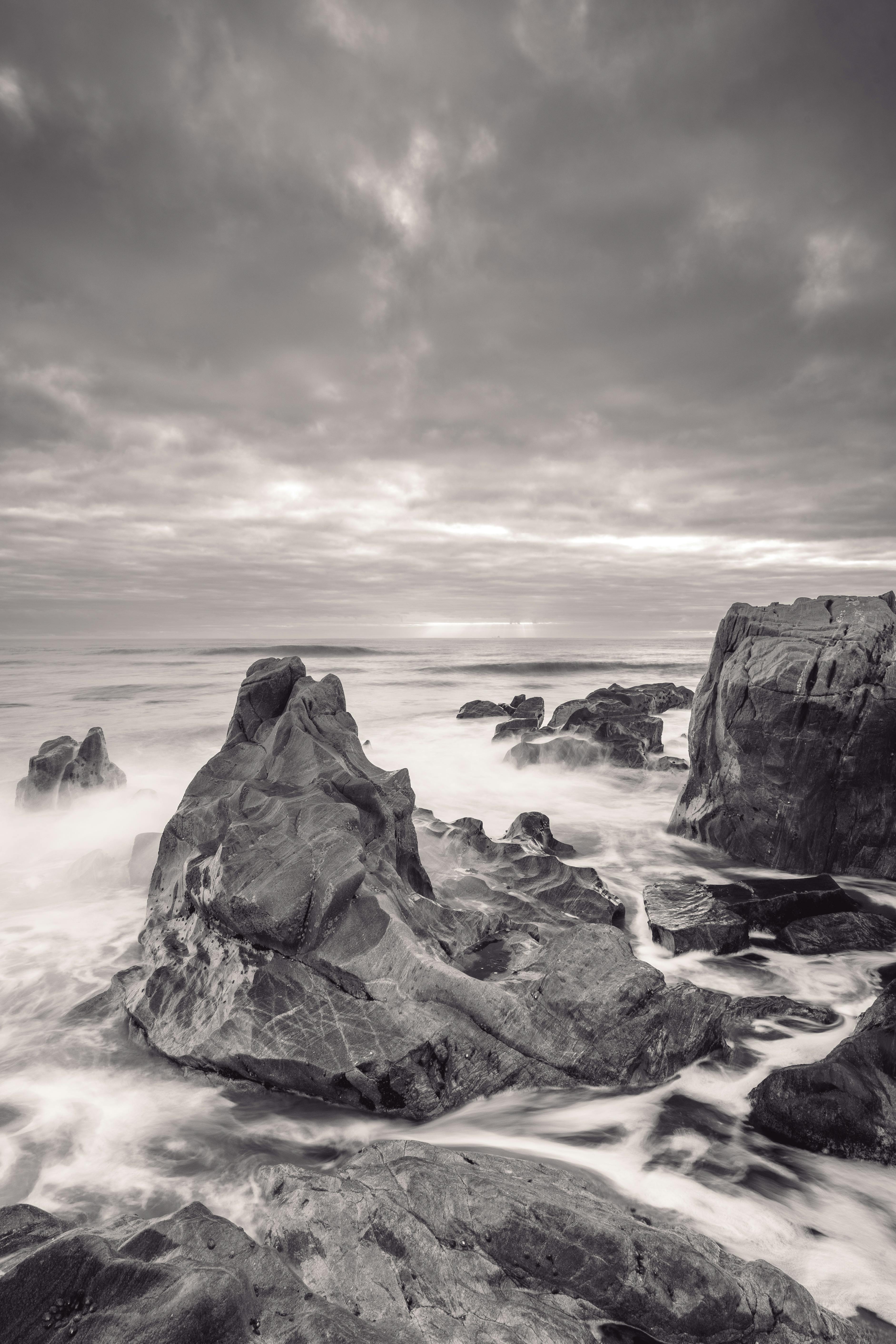 Sunset at the rocky beach at Vila Nova de Gaia, Portugal. · Free Stock ...