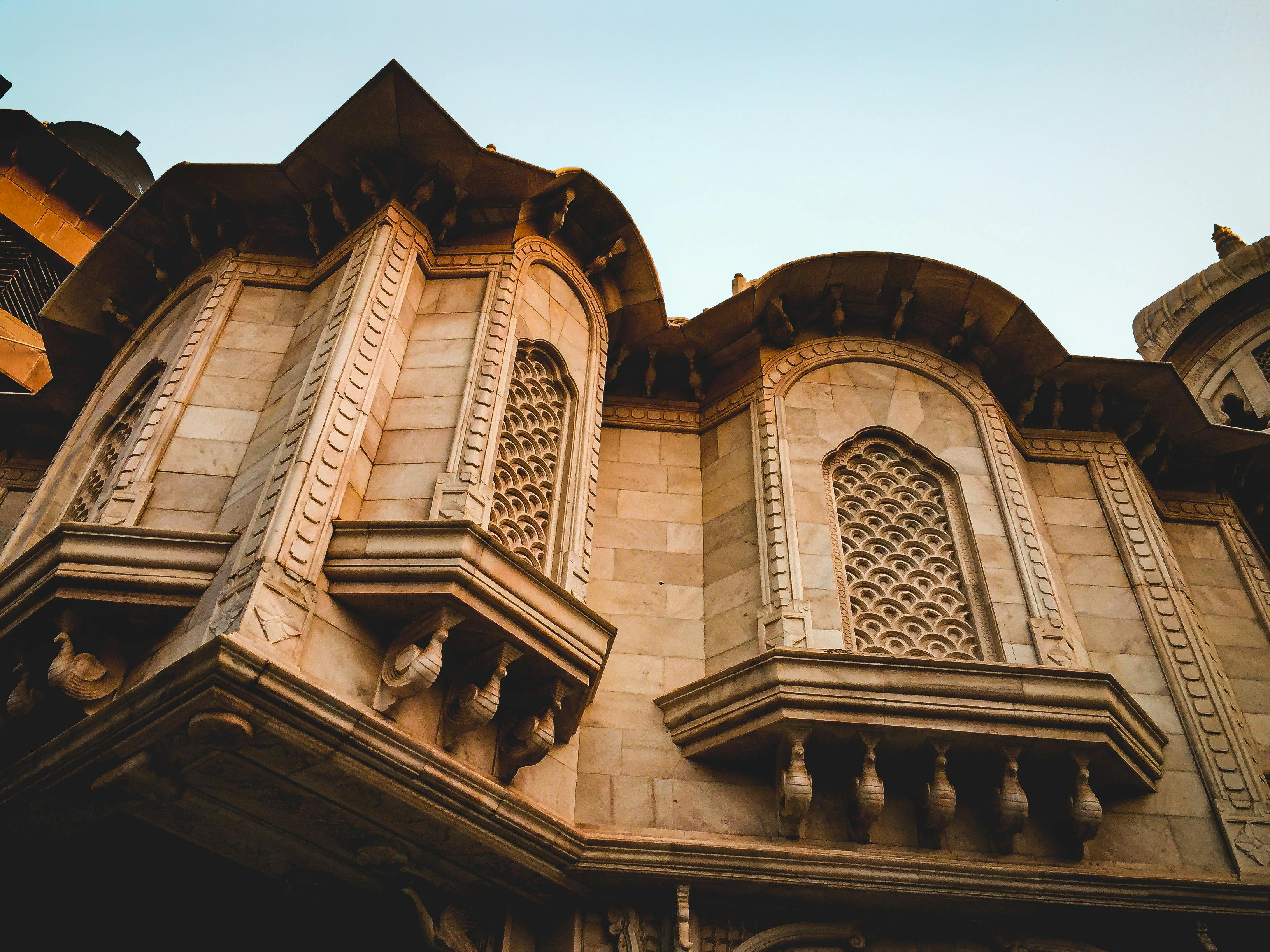 Low Angle Shot of the Sri Krishna Balaram Mandir in Vrindavan, India ...