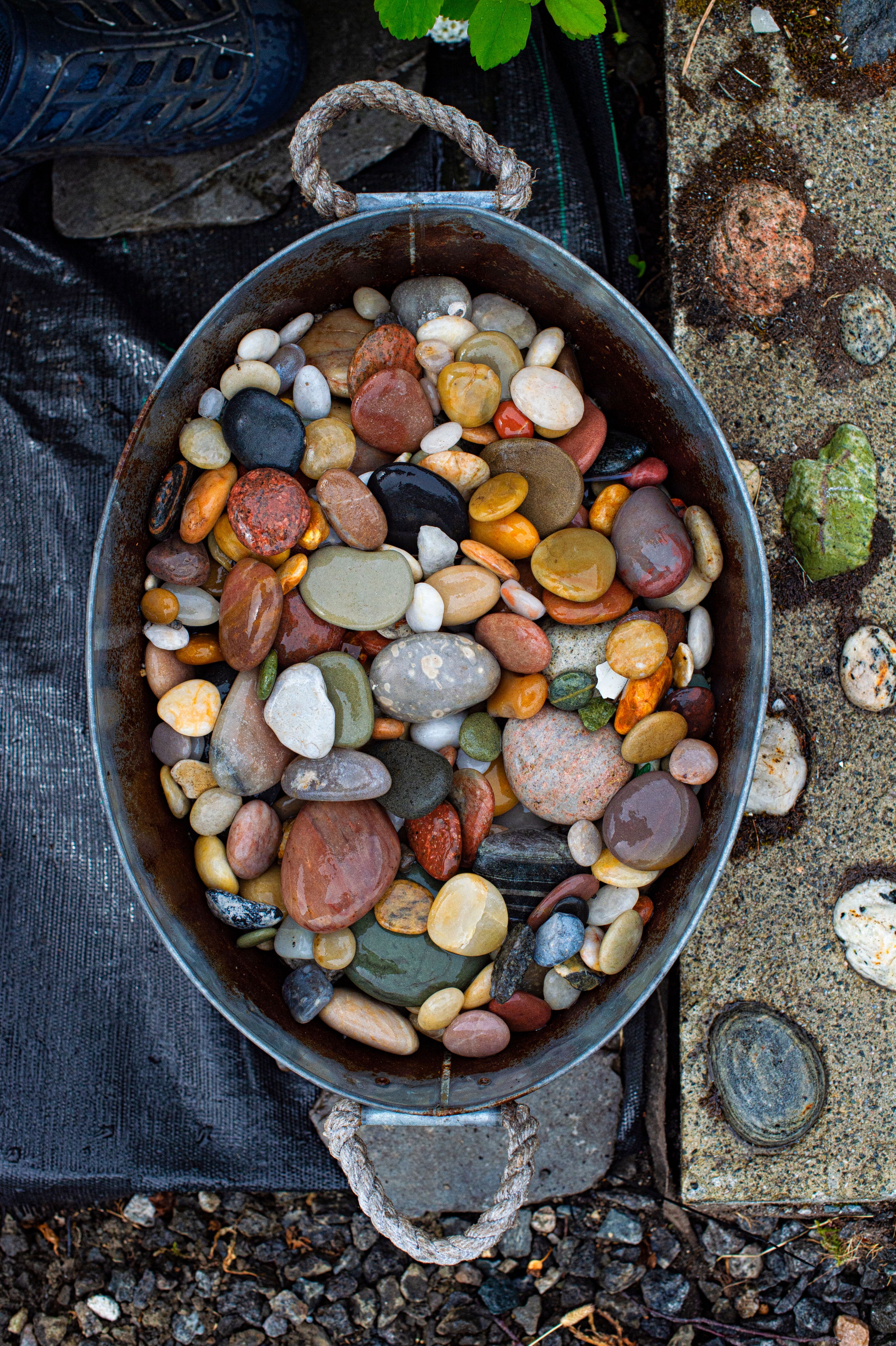 Decorative Bucket of Stones · Free Stock Photo