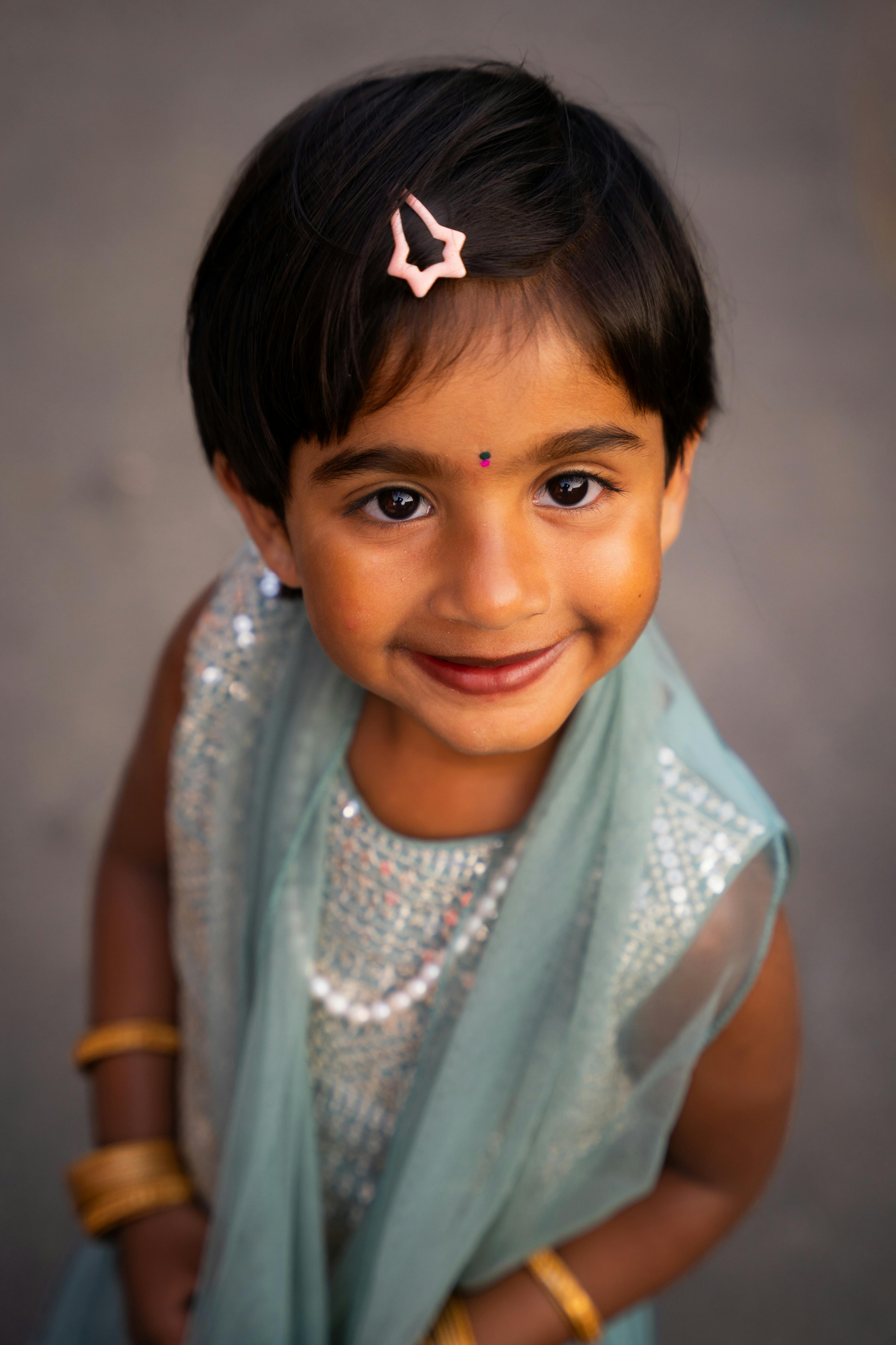 Smiling Girl with Bindi on Forehead · Free Stock Photo