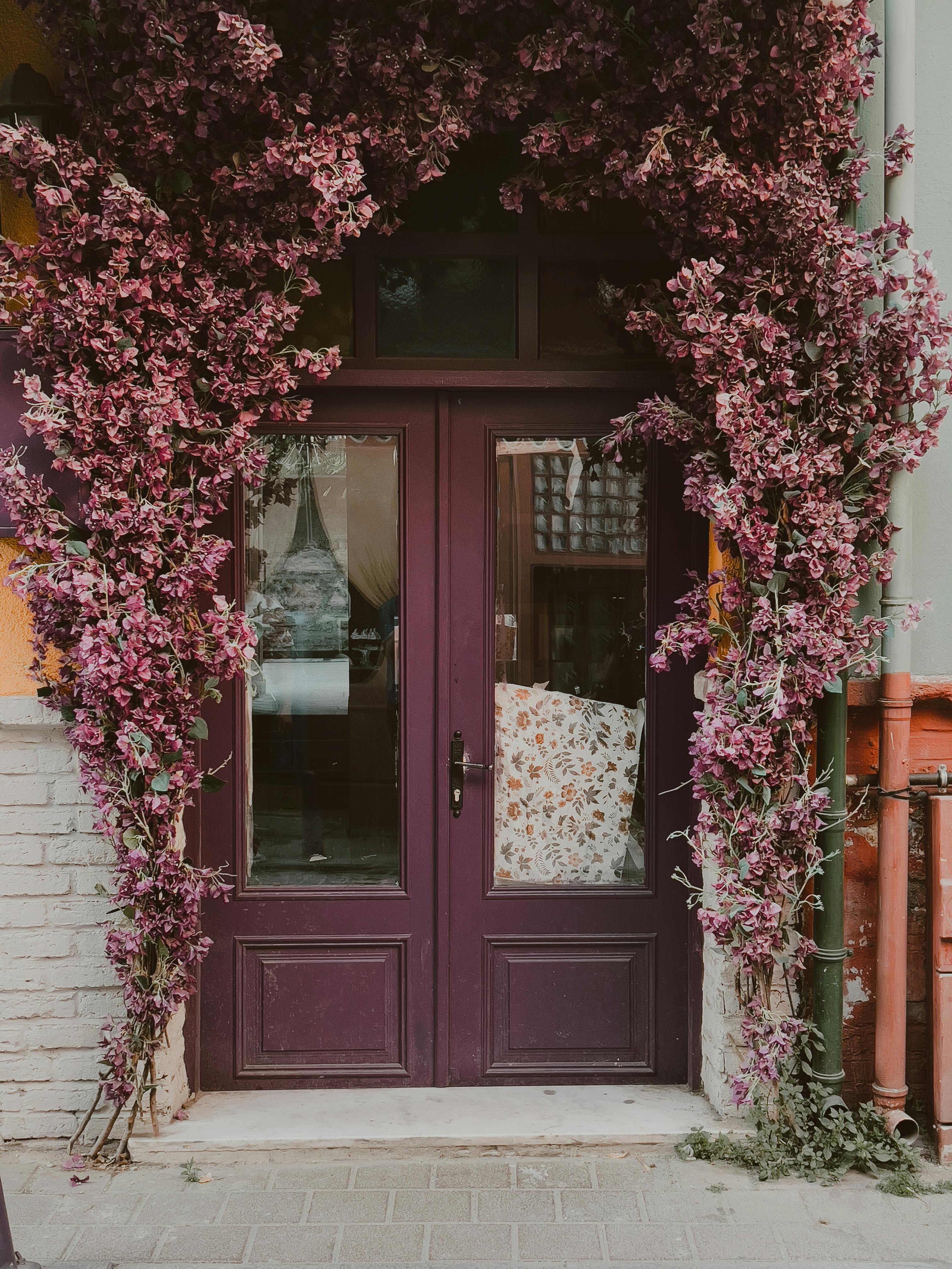 Door Decorated with Flower · Free Stock Photo