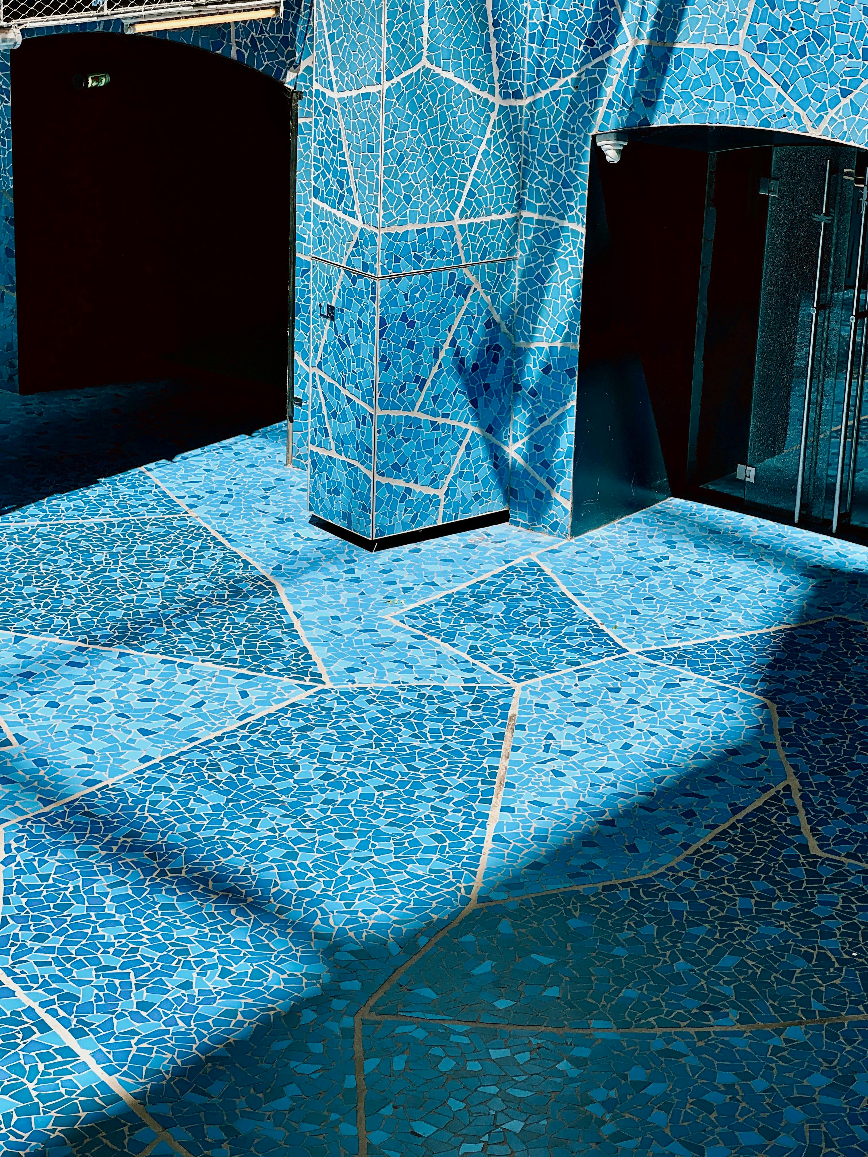 Blue Mosaic Floor and Walls of a Building · Free Stock Photo