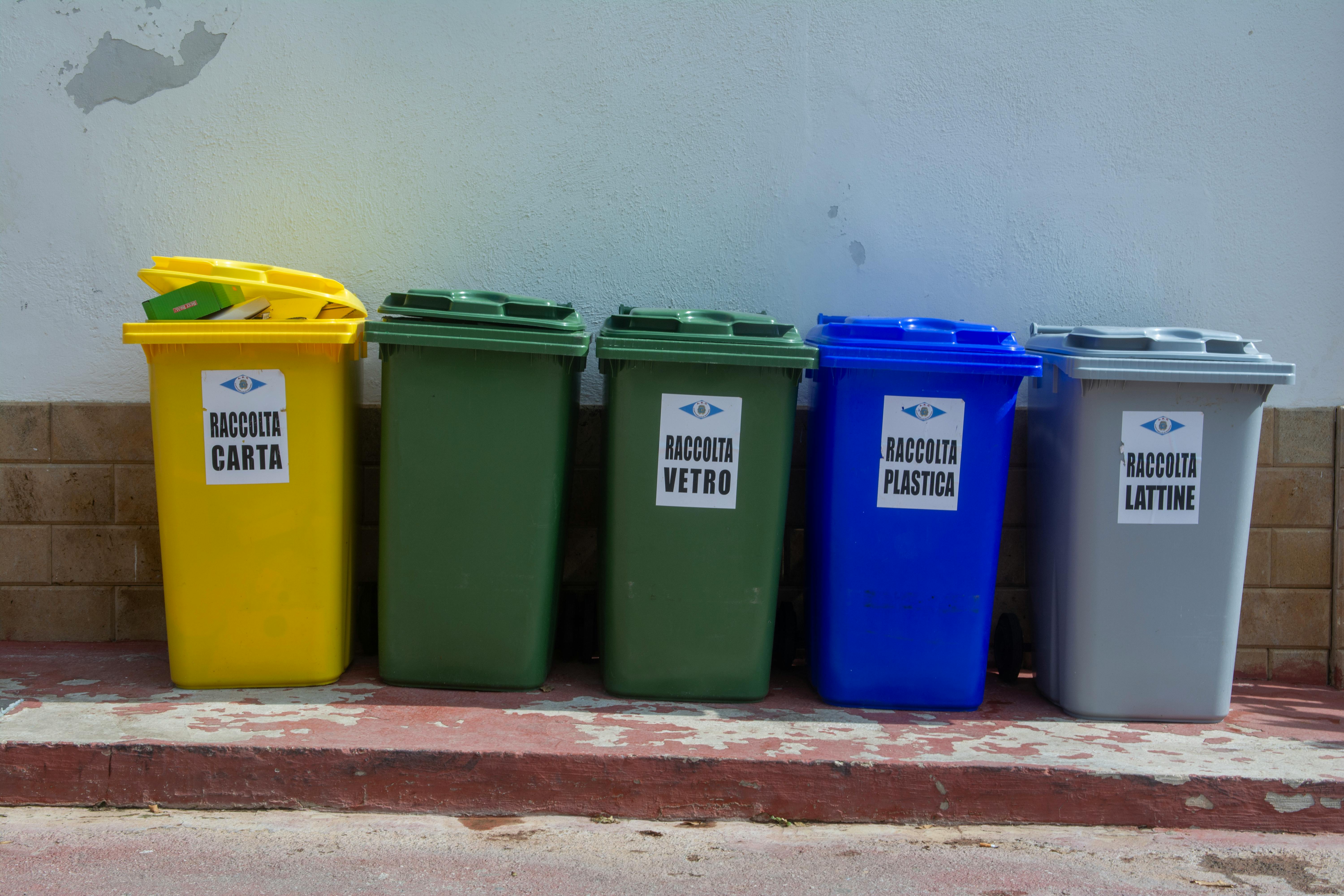 Colorful Garbage Bins · Free Stock Photo