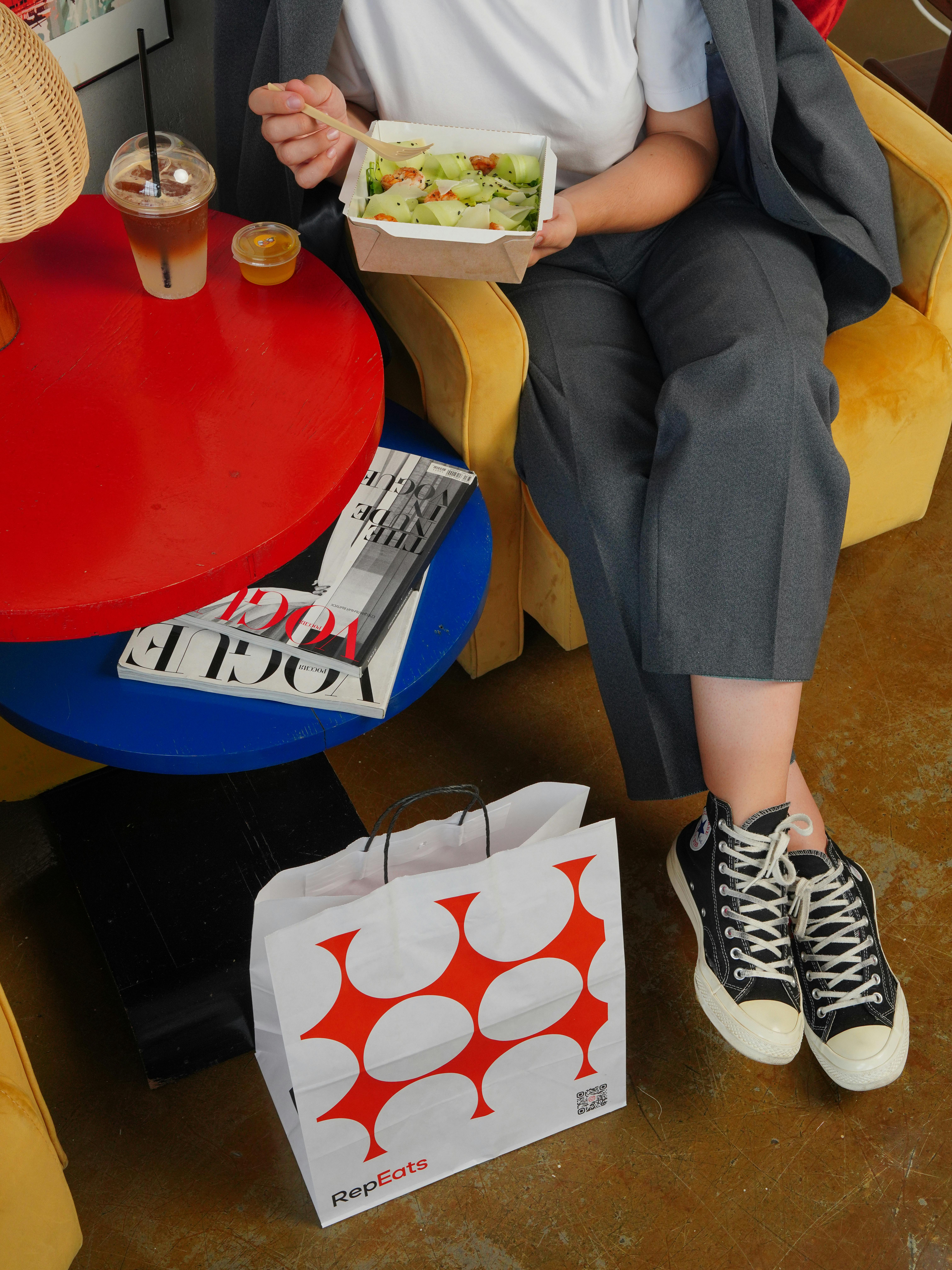 Person Eating Salad from Disposable Box · Free Stock Photo