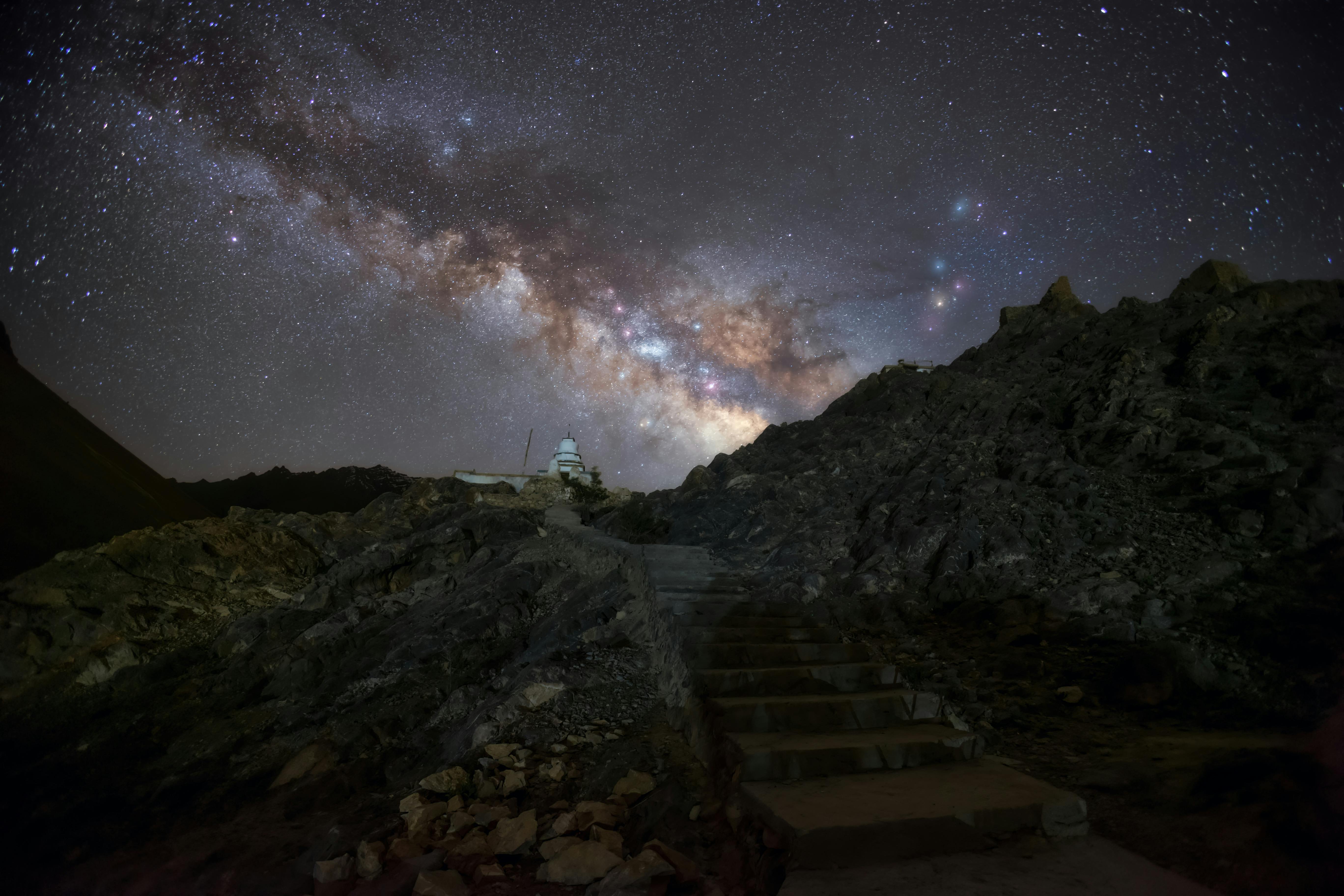 Milkyway above the zangla palace , zanskar · Free Stock Photo