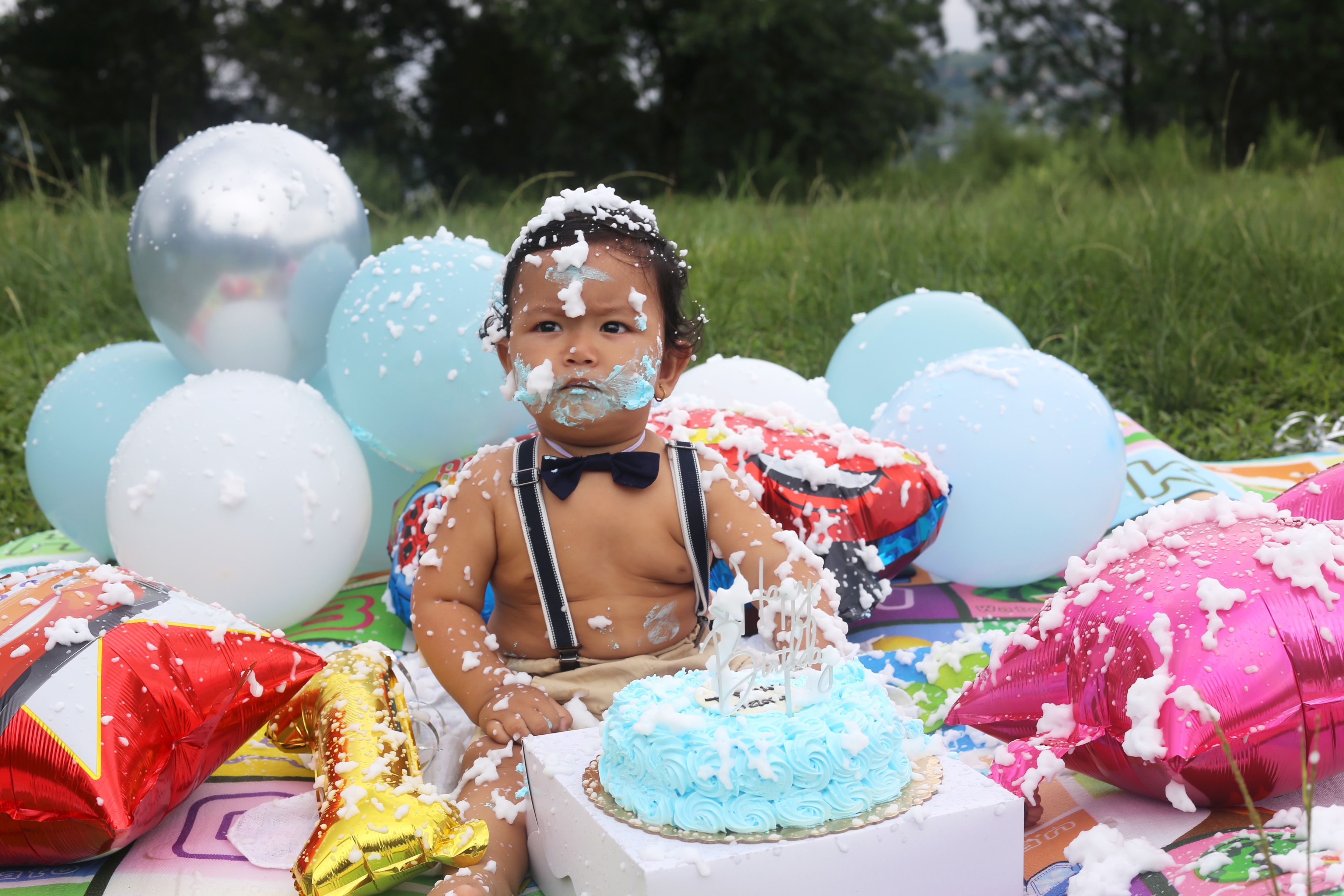 A Little Boy with His Birthday Cake Smeared on Him · Free Stock Photo