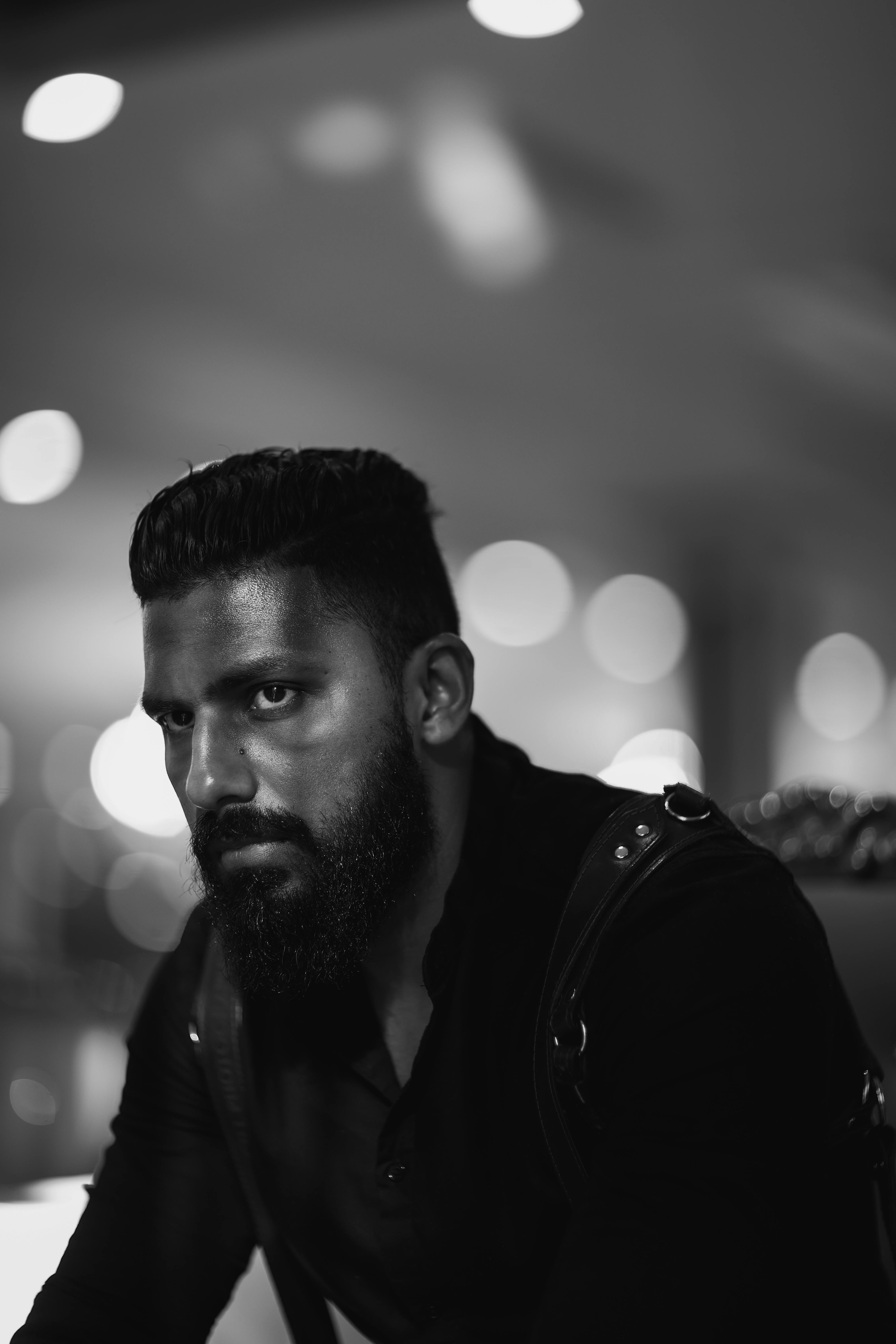 Black and White Picture of a Bearded Man · Free Stock Photo