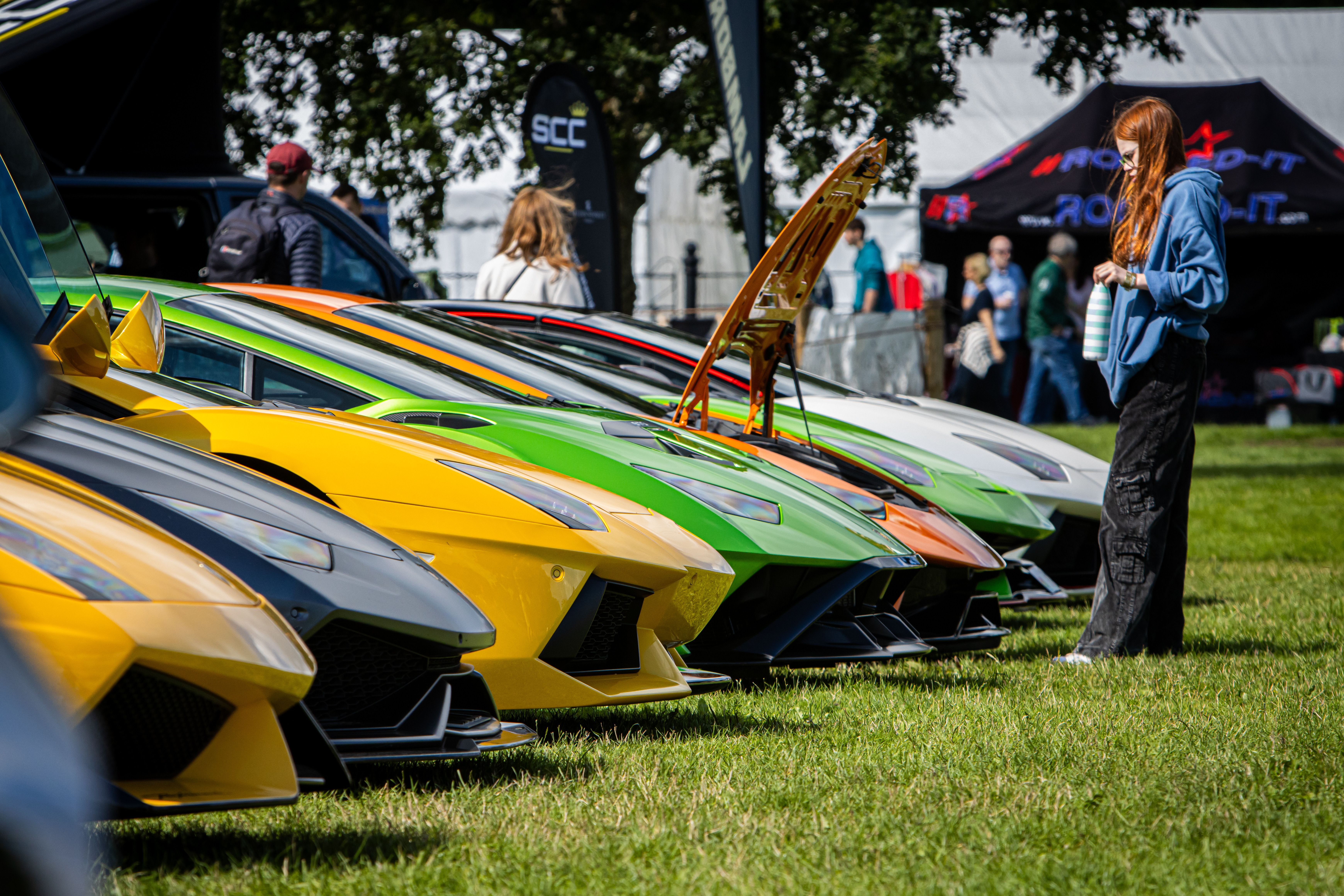 Woman Standing near Lamborghini Aventador Cars · Free Stock Photo