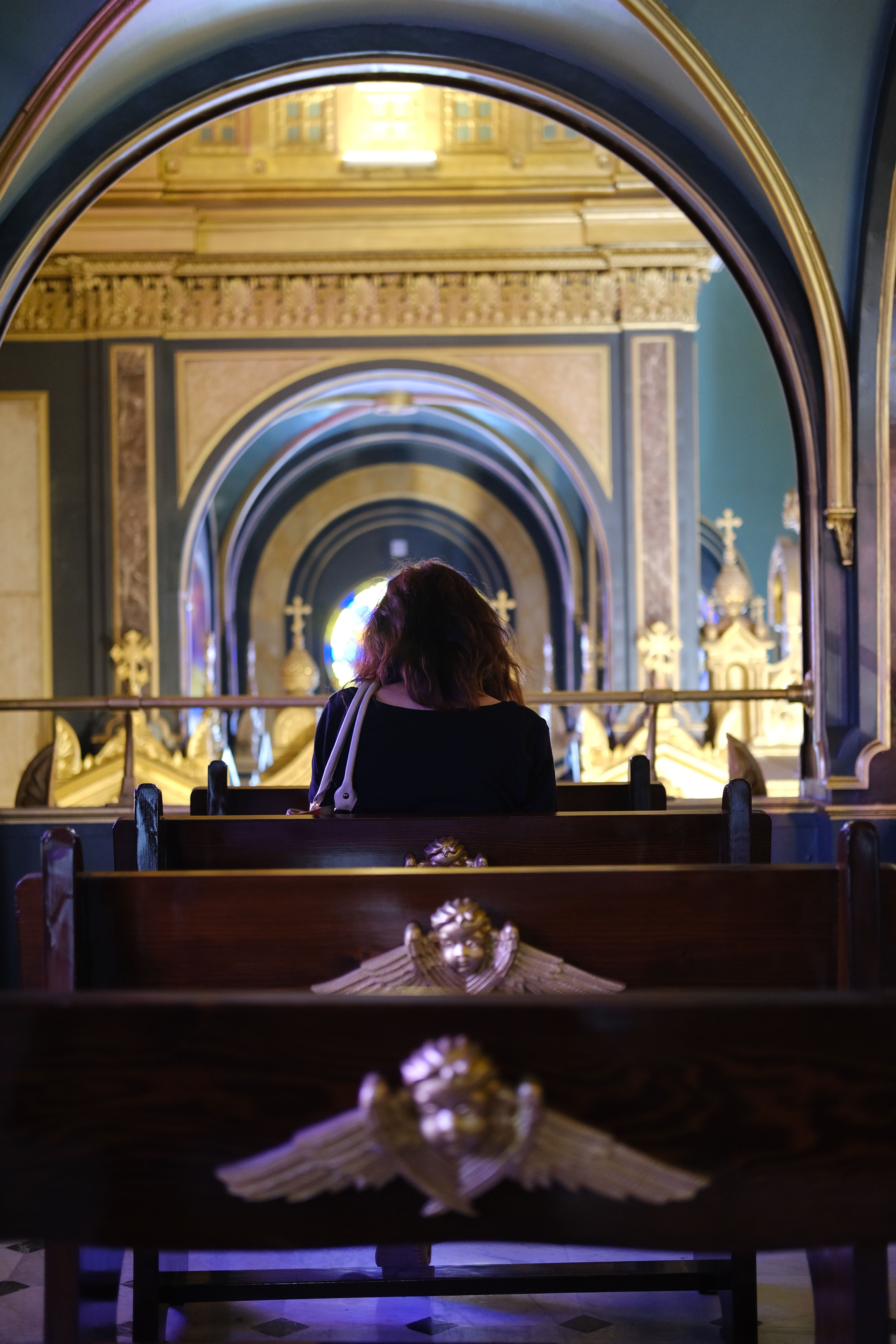 Woman Praying in Church · Free Stock Photo