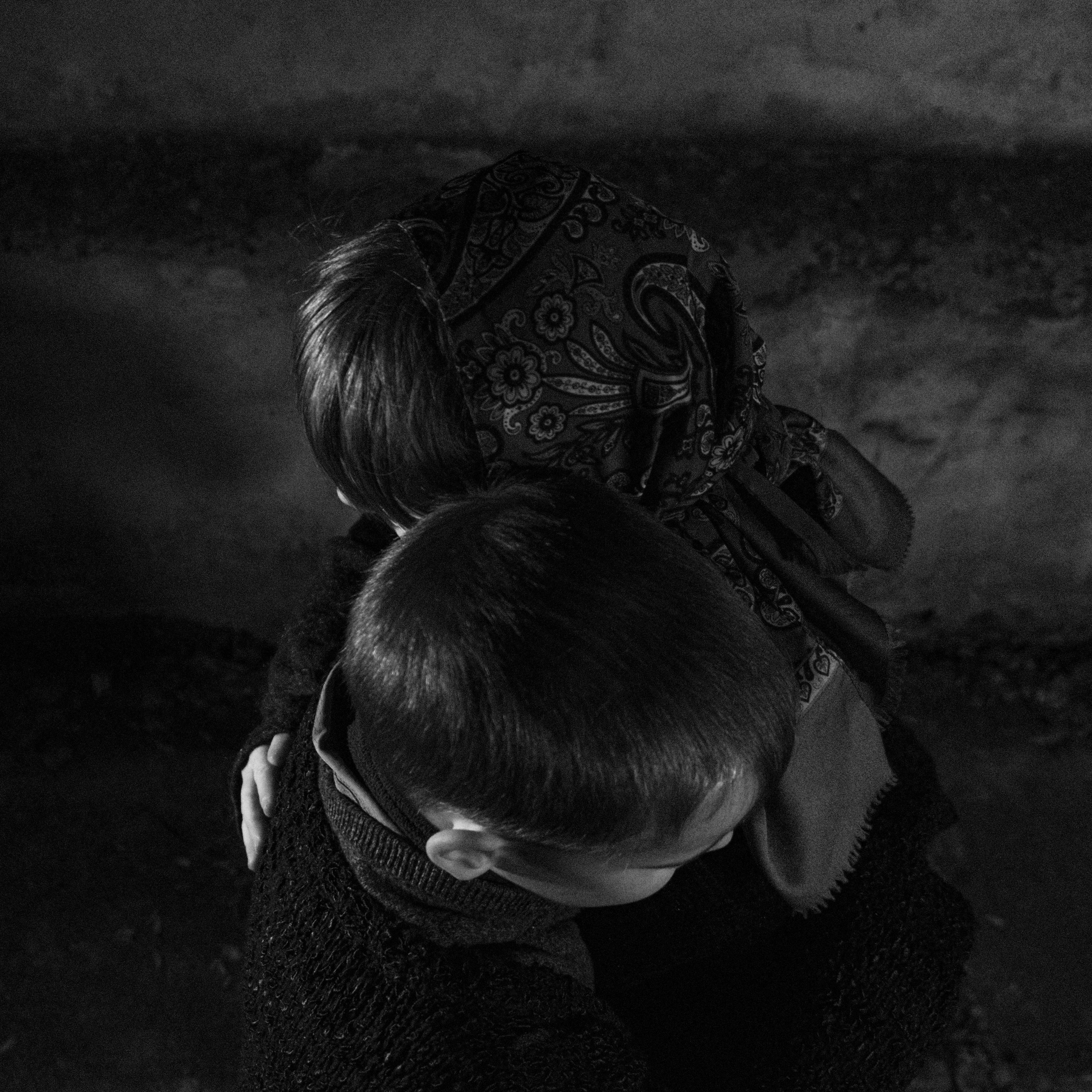 Children Hugging Black And White Free Stock Photo Of Girl Child