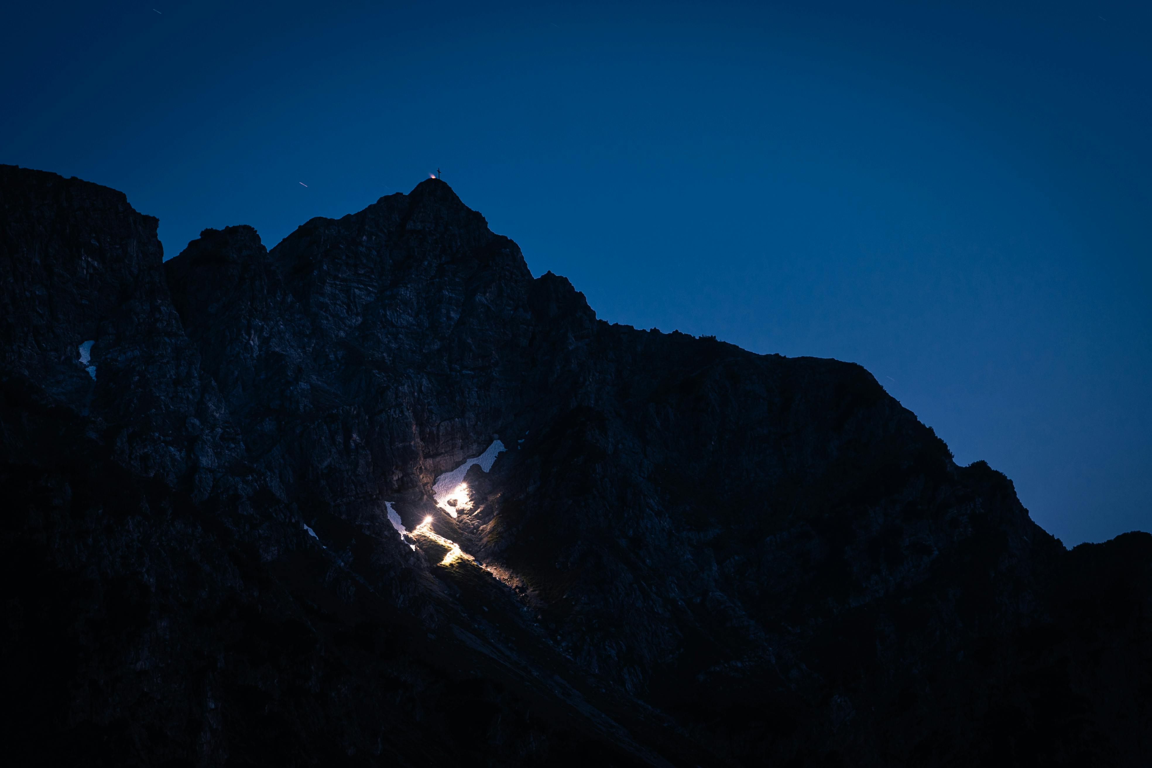 Light on Mountains Rocks at Night · Free Stock Photo
