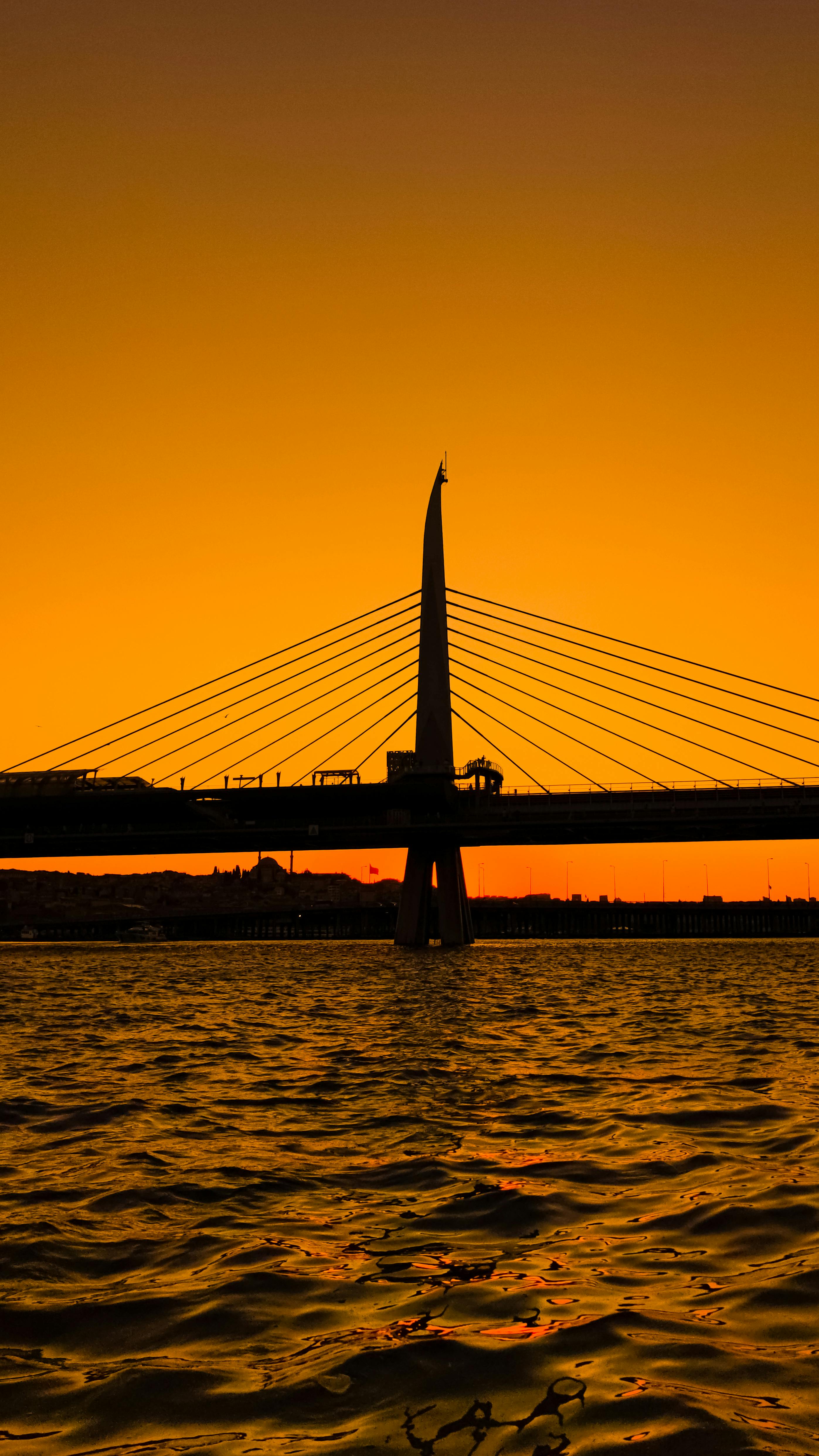 Golden Horn Bridge against Yellow Amazing Sky · Free Stock Photo