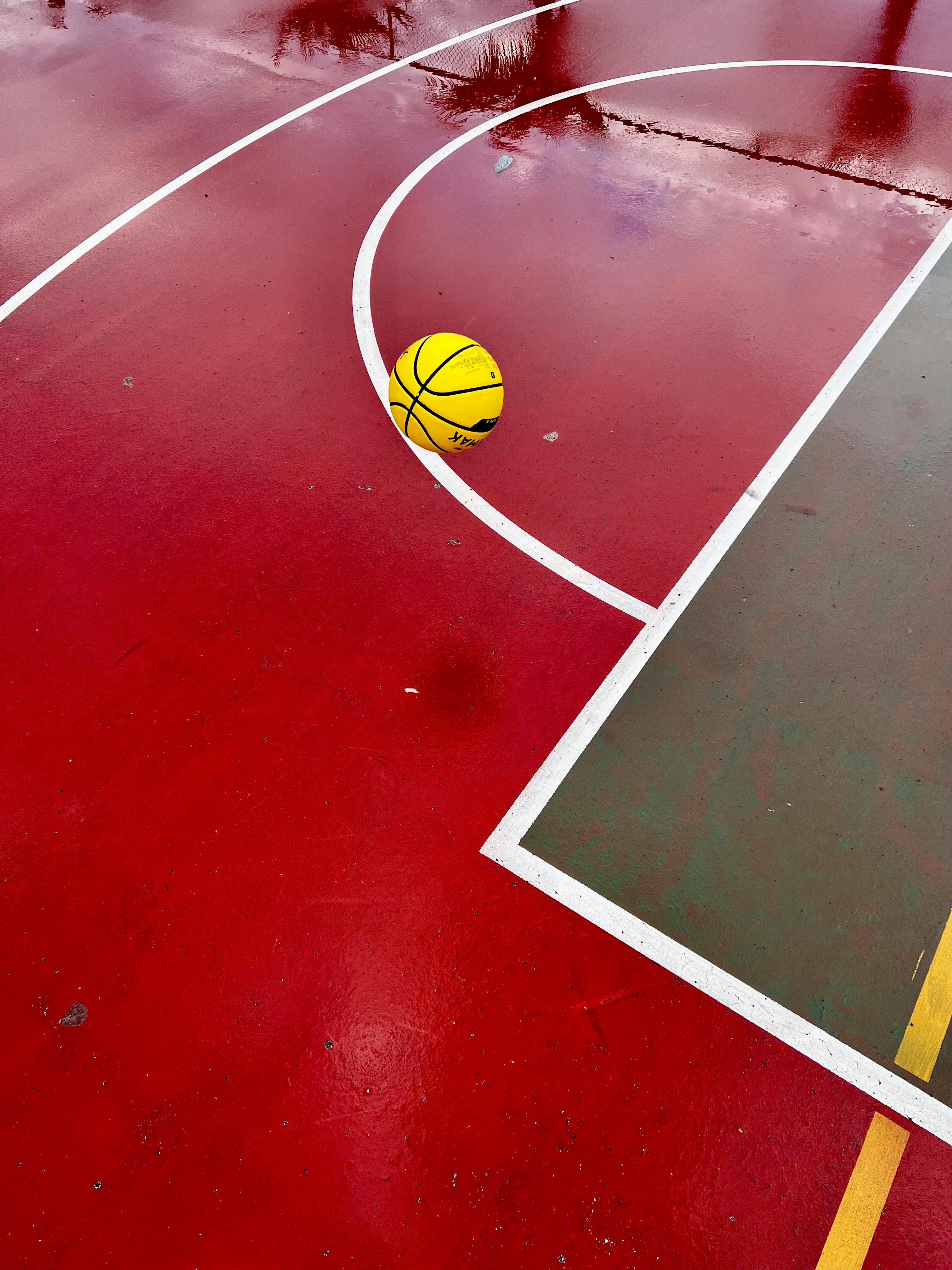 Flying Basketball Ball on Court · Free Stock Photo