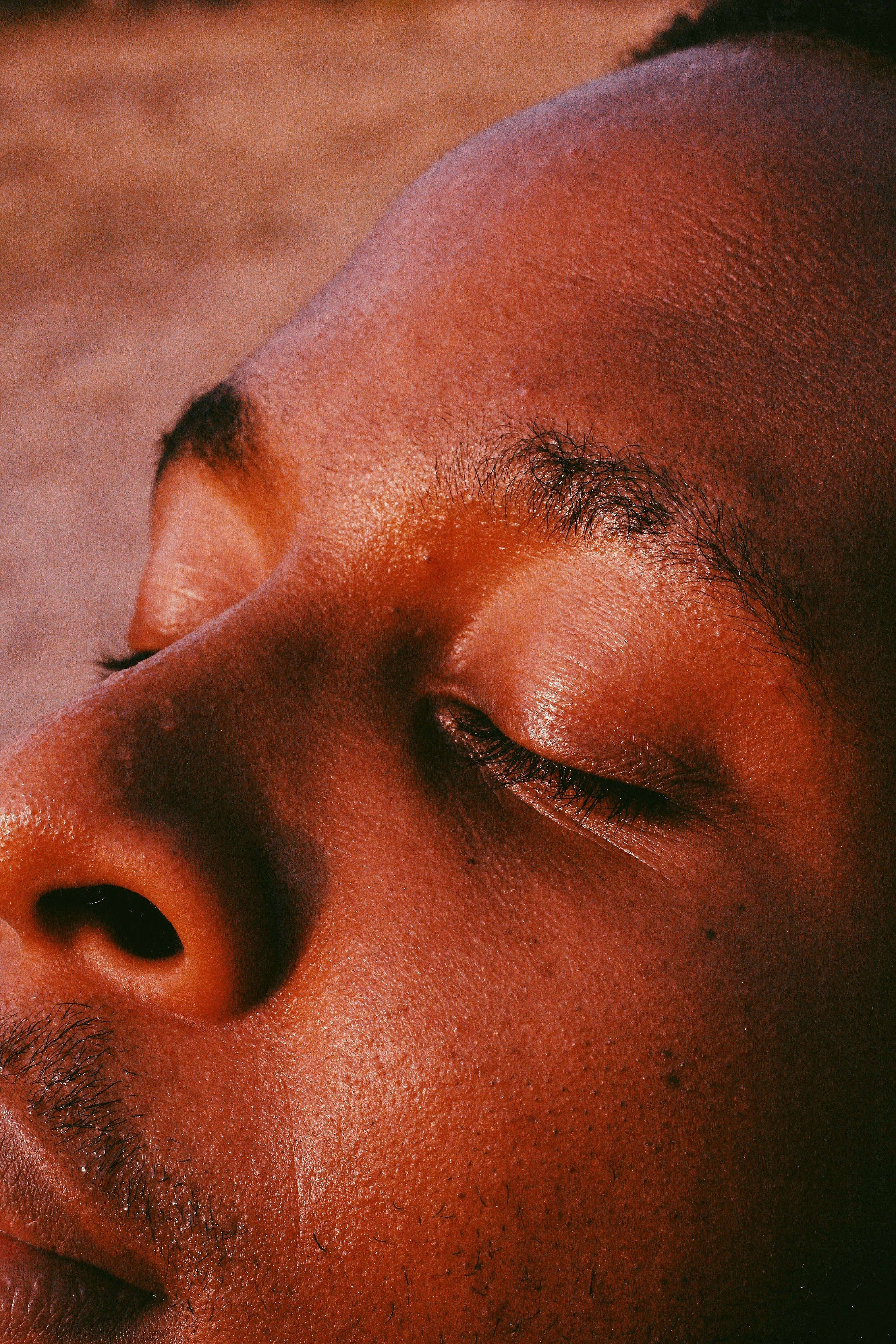 Close-up of a Face of a Man with Eyes Closed · Free Stock Photo