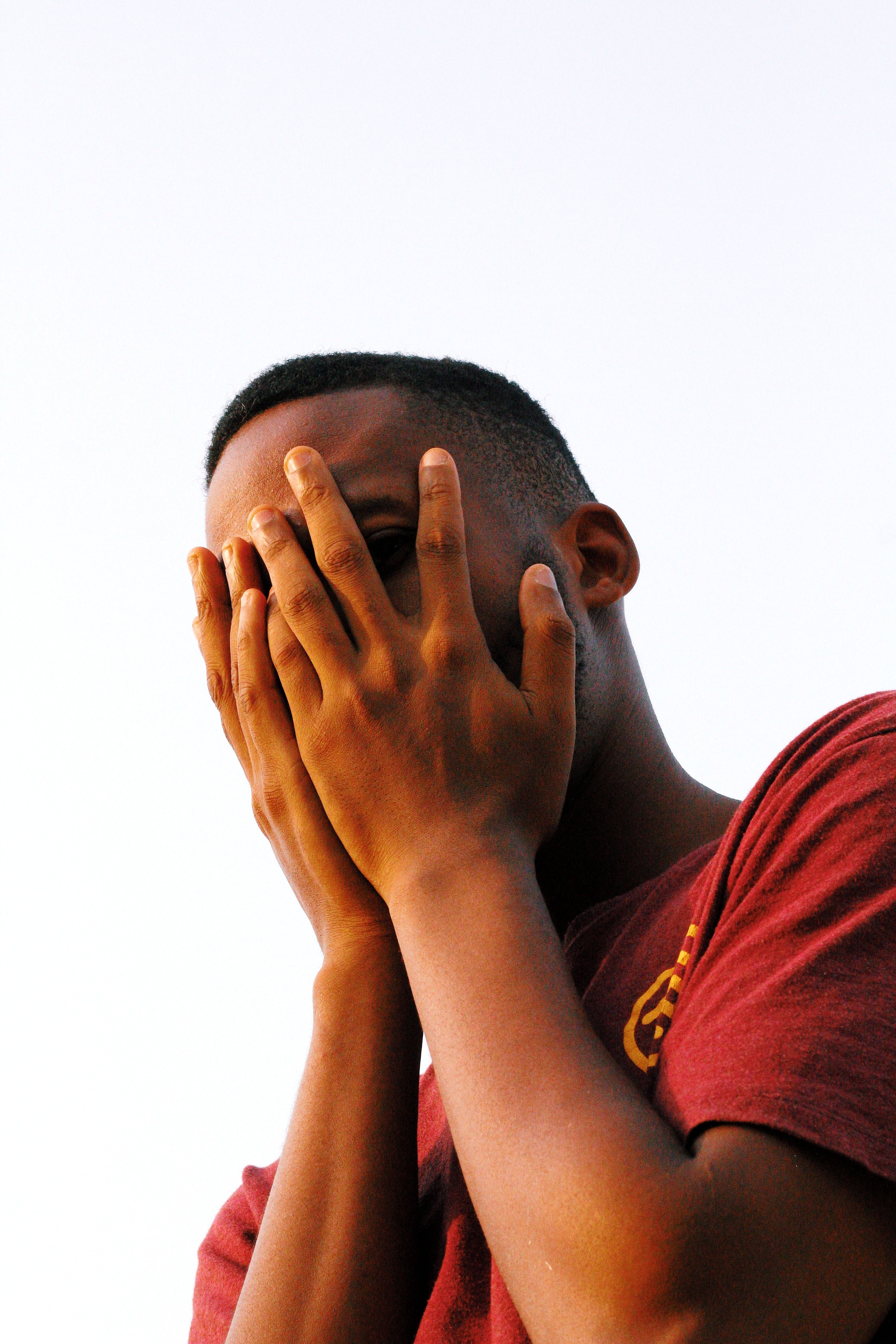 Man with Hands on Face · Free Stock Photo