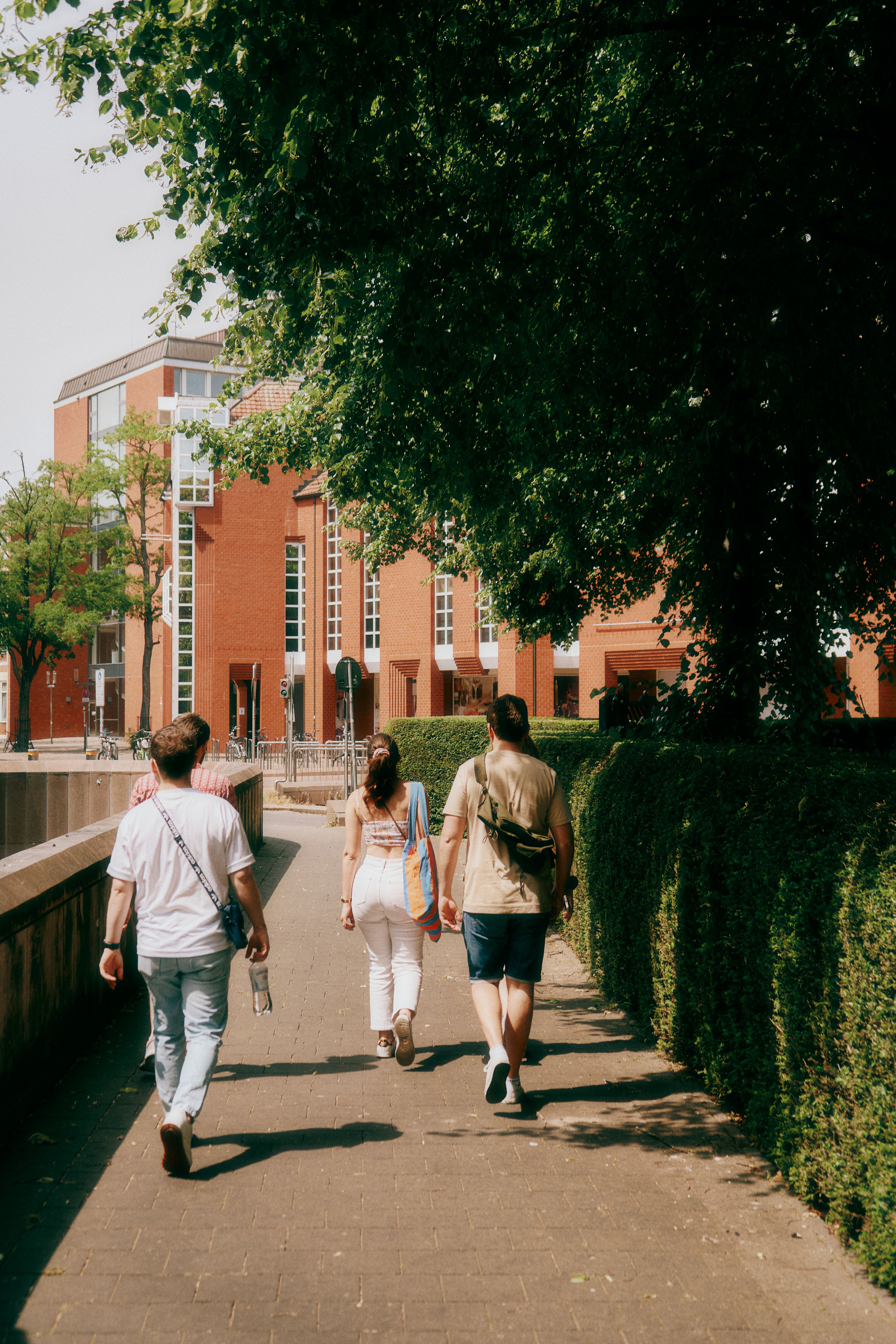 Group of Students on the Walkway in Front of the University Building ...