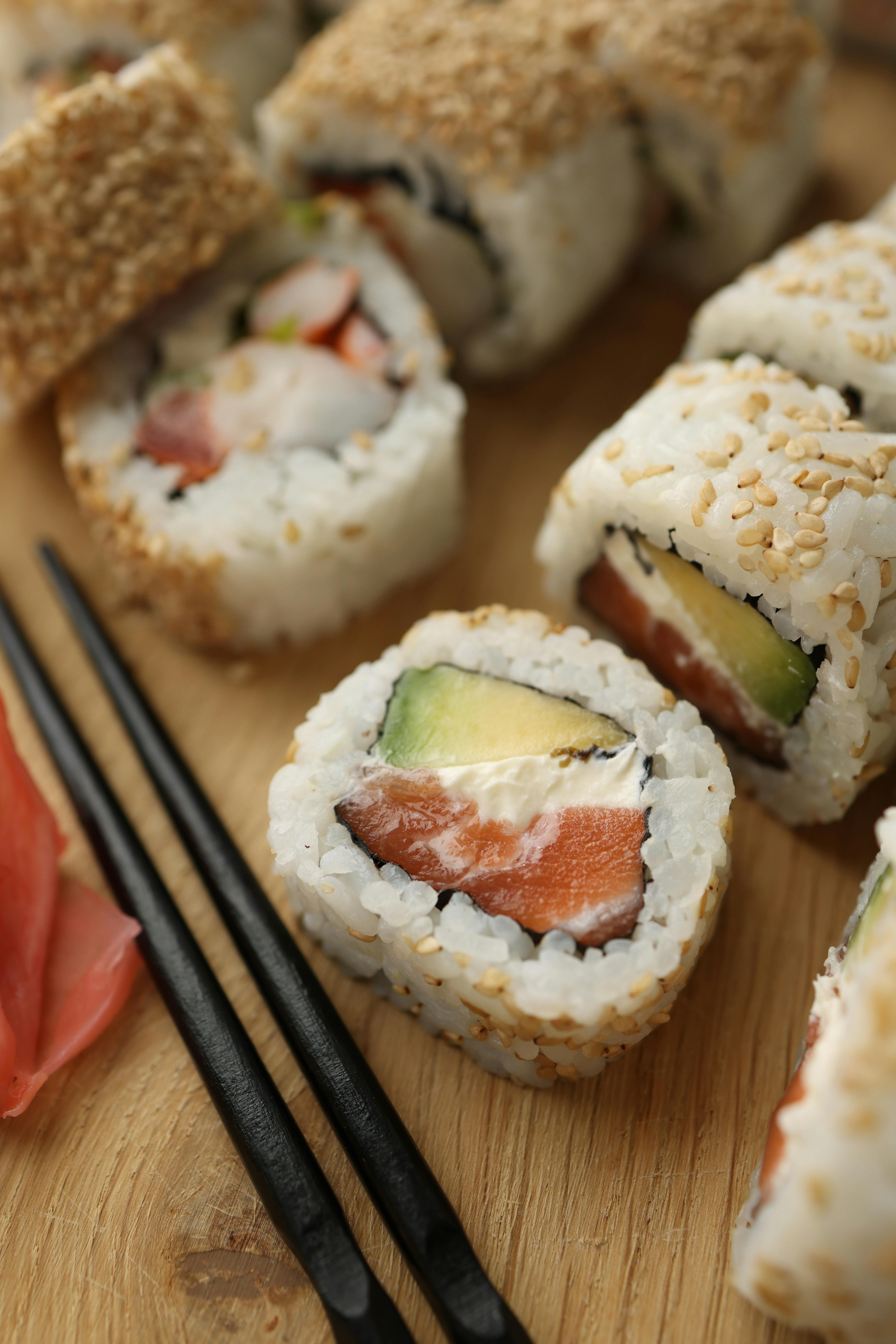 Close-Up Photo of Three Sushi · Free Stock Photo