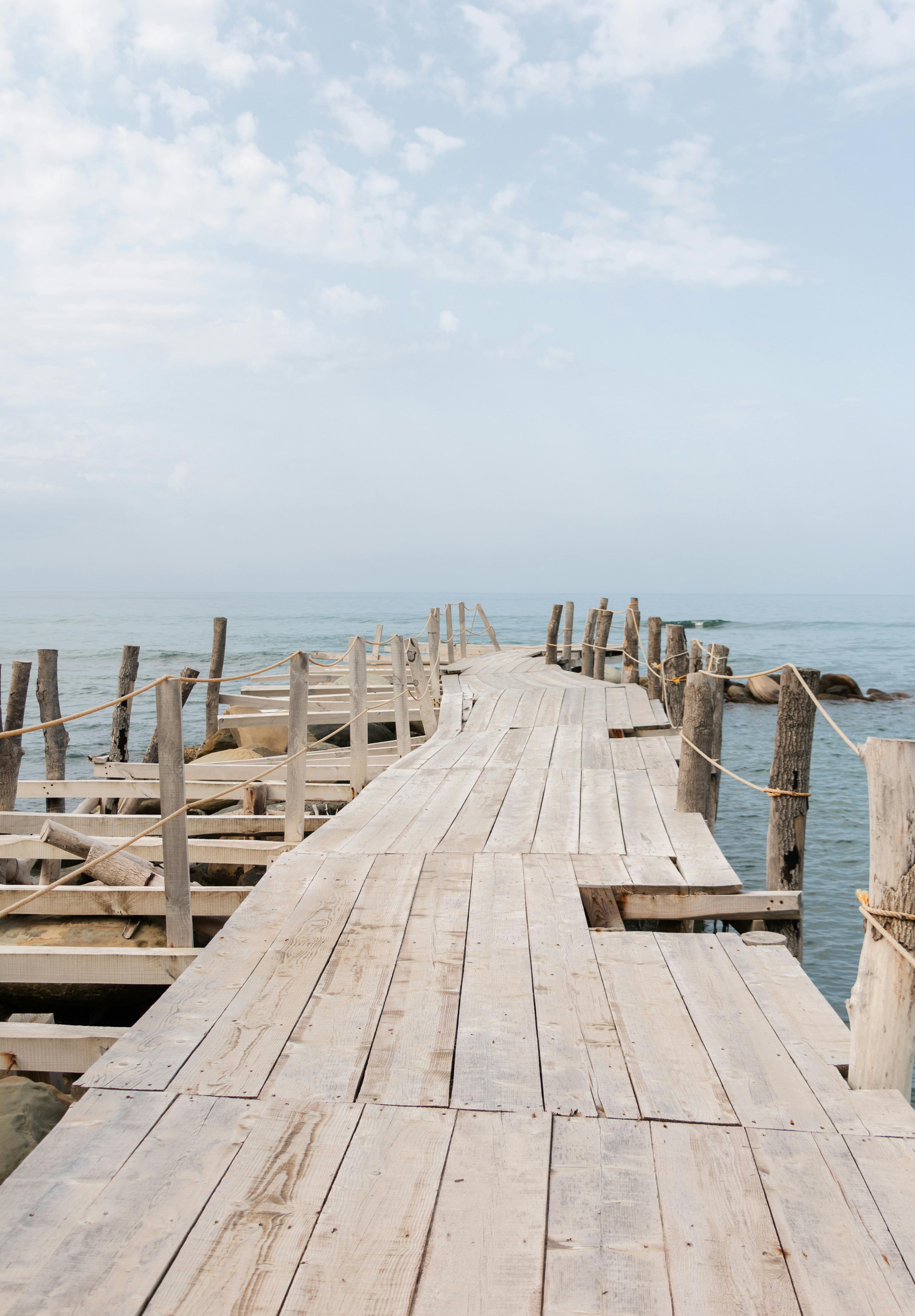 Dark Green Sea Water Wooden Pier · Free Stock Photo