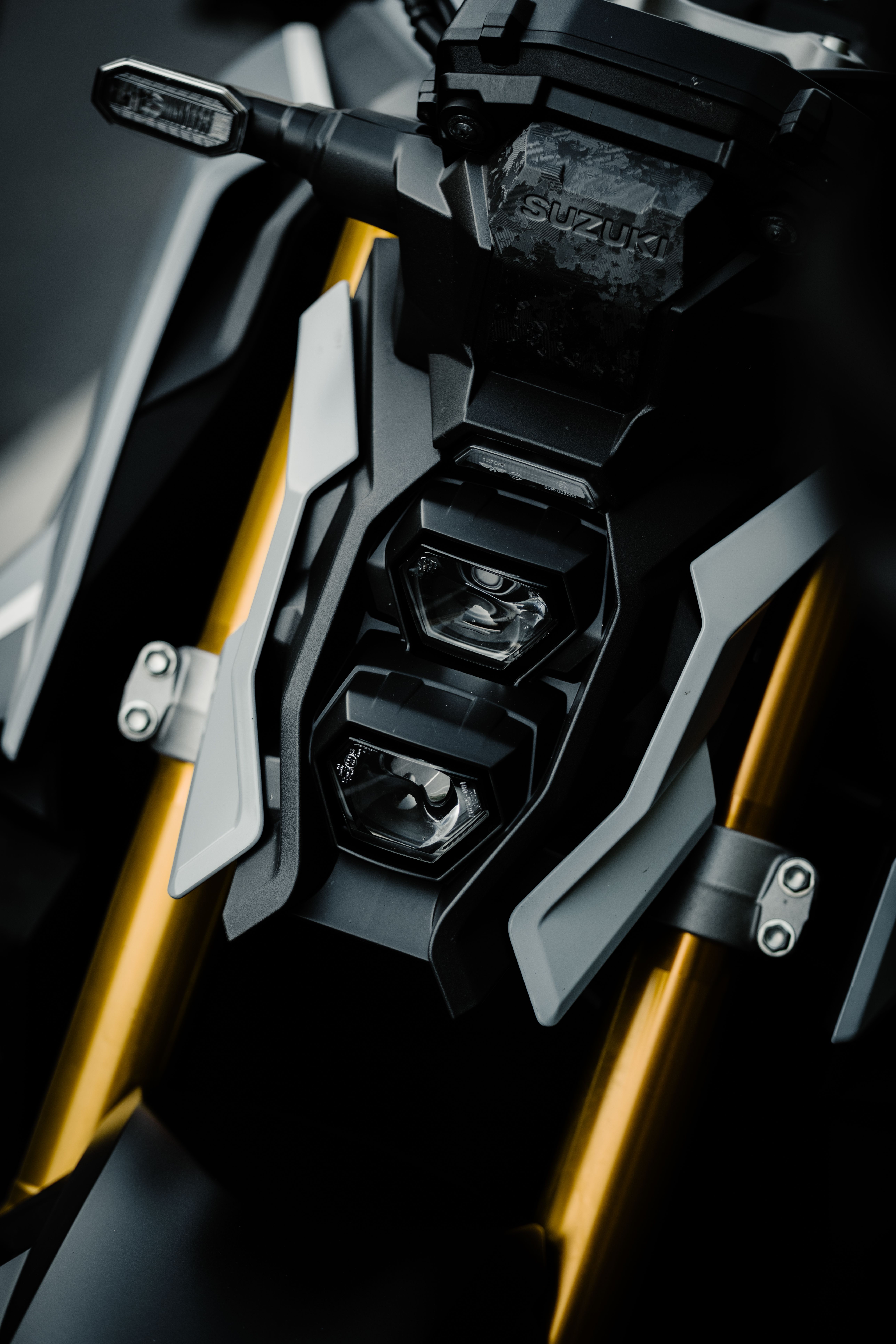 Close-Up Photo of a Suzuki GSX-S1000 Motorcycle Front · Free Stock Photo