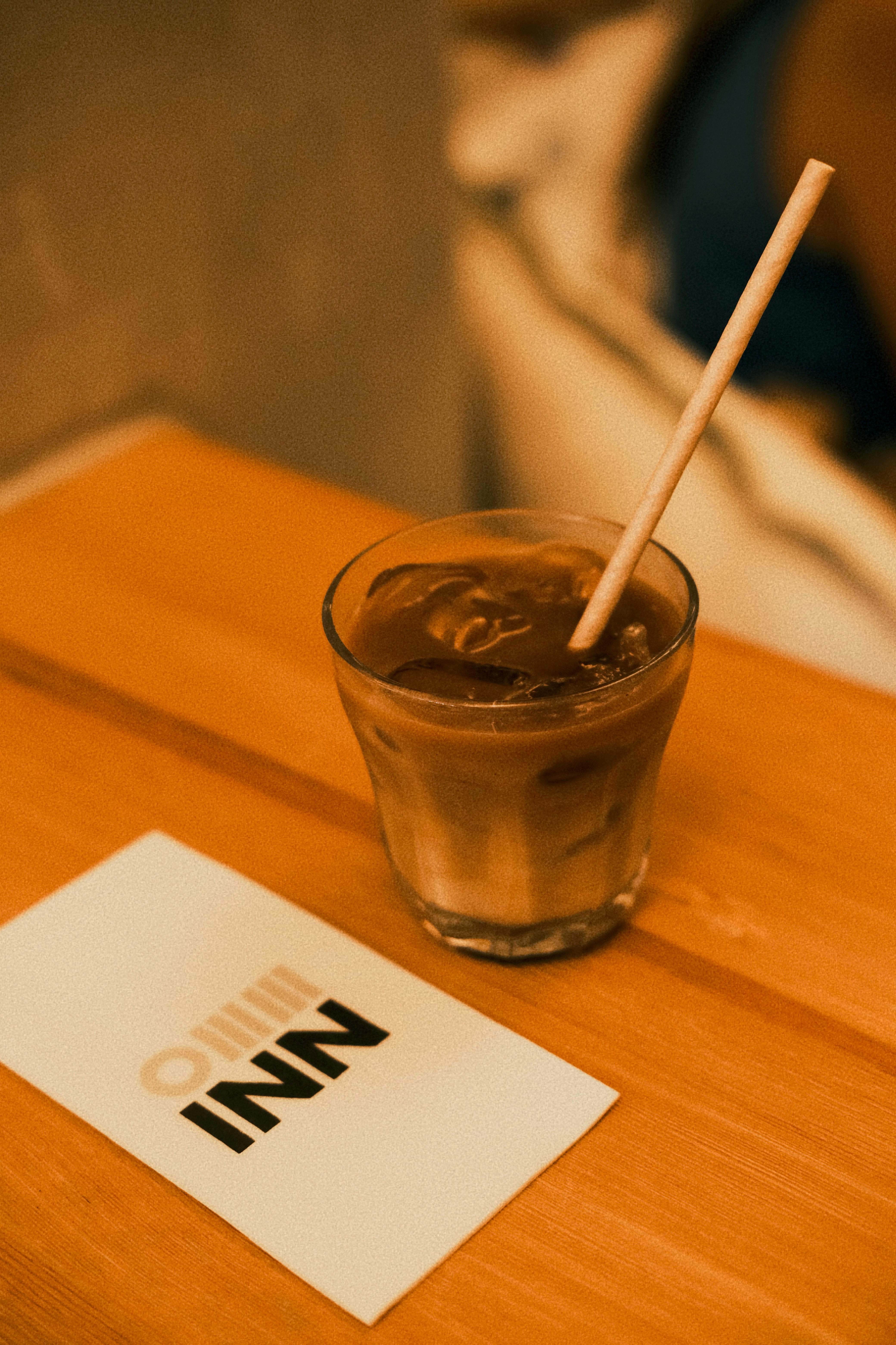 Cold Drink with Drinking Straw in Short Glass · Free Stock Photo