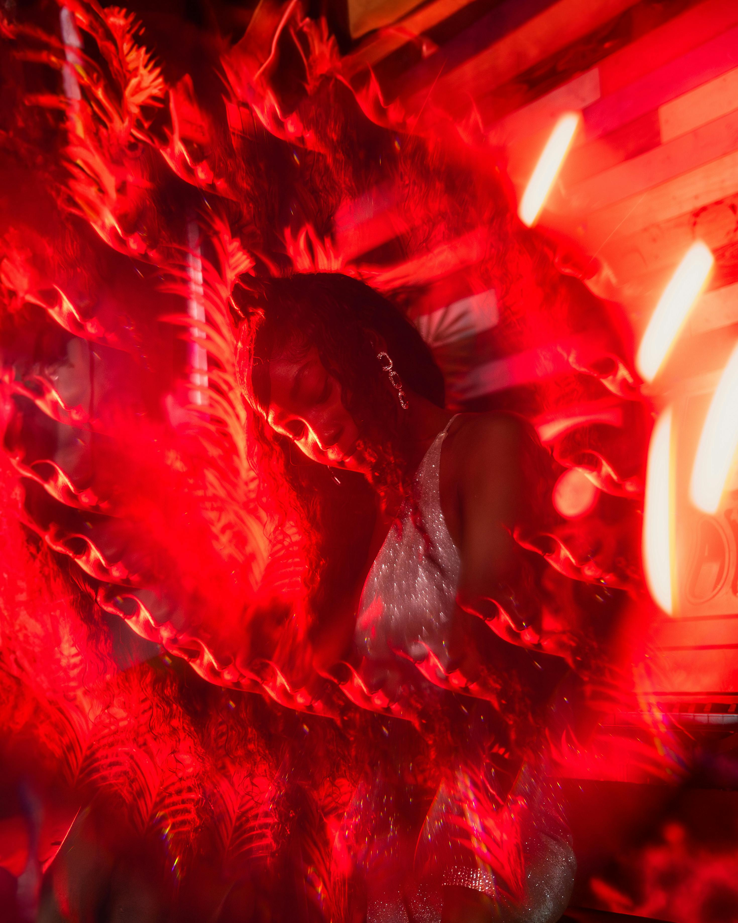 Red Light Circle around Woman · Free Stock Photo