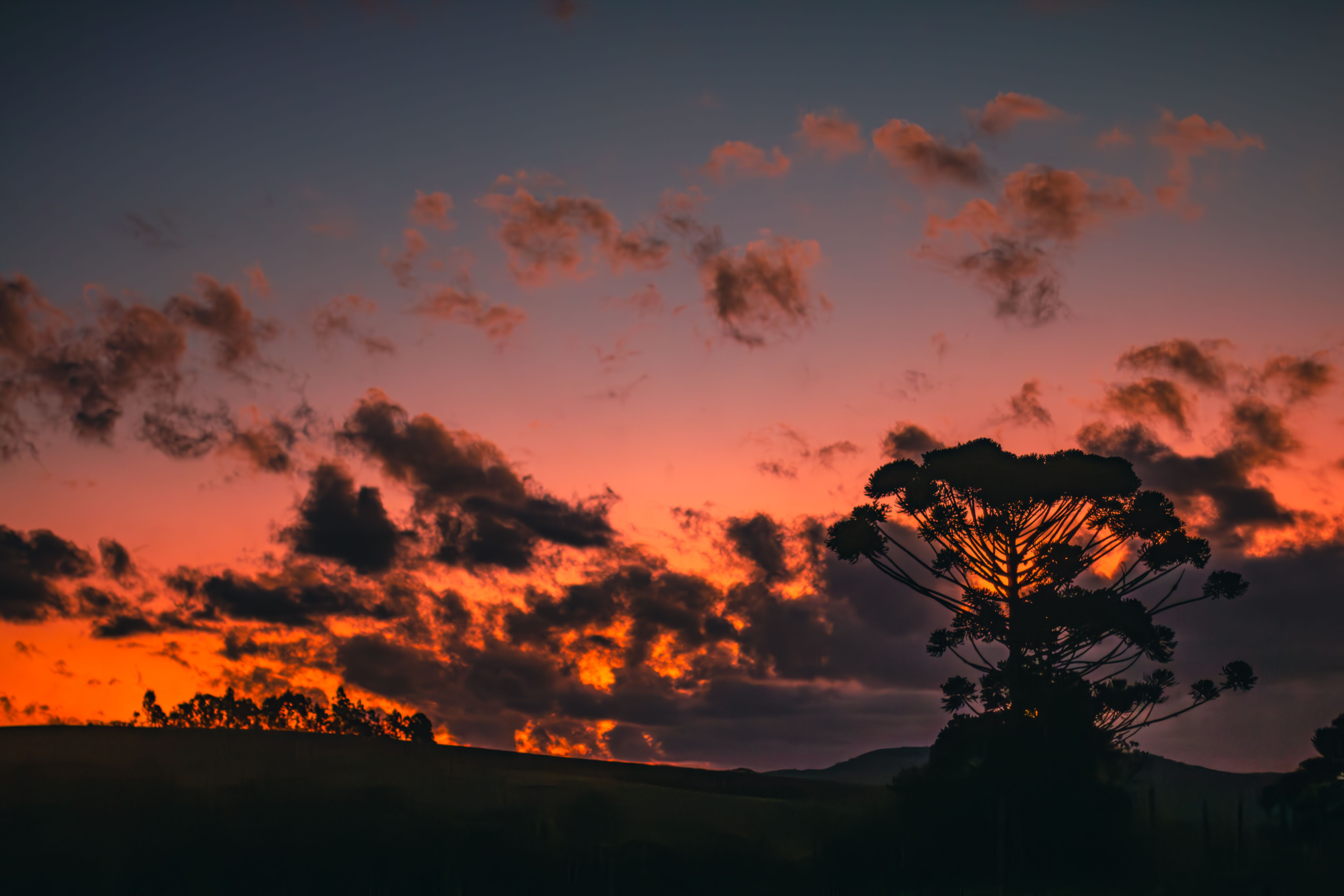 Red Sky and Clouds at Sunset in Countryside · Free Stock Photo