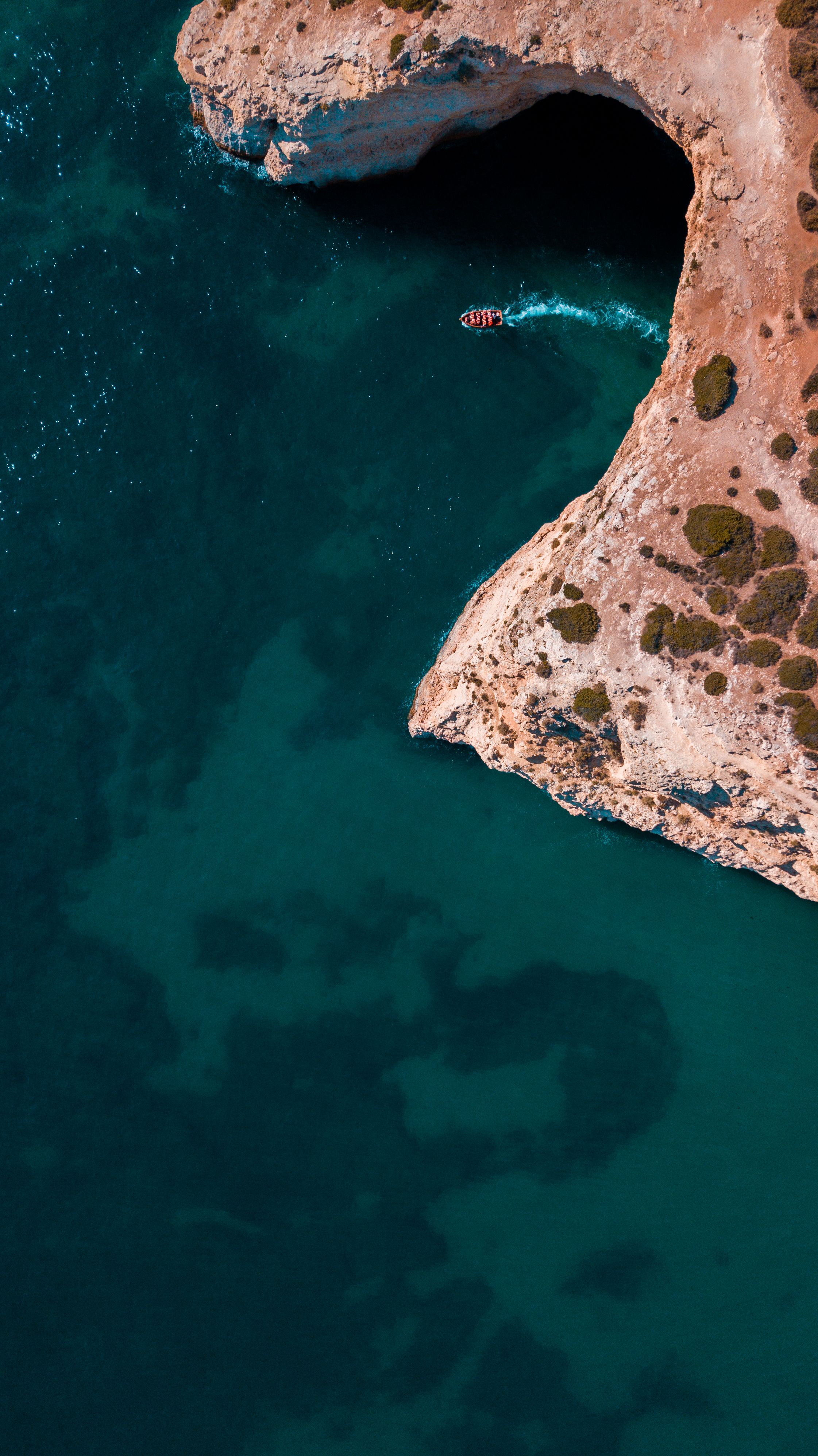 Aerial View of a Cave on a Coast · Free Stock Photo