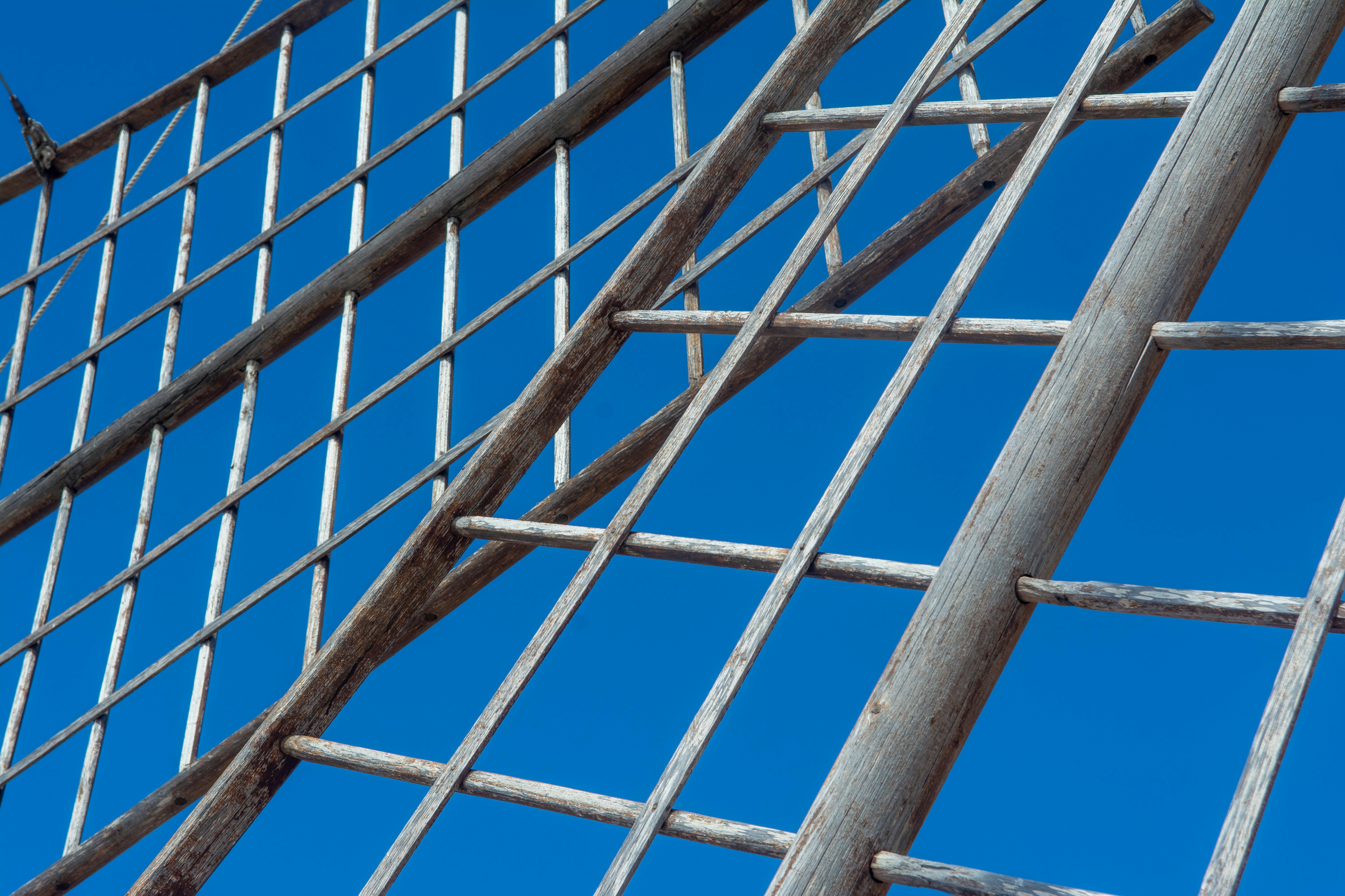 Wooden Openwork Sails of a Historic Wind Mill · Free Stock Photo