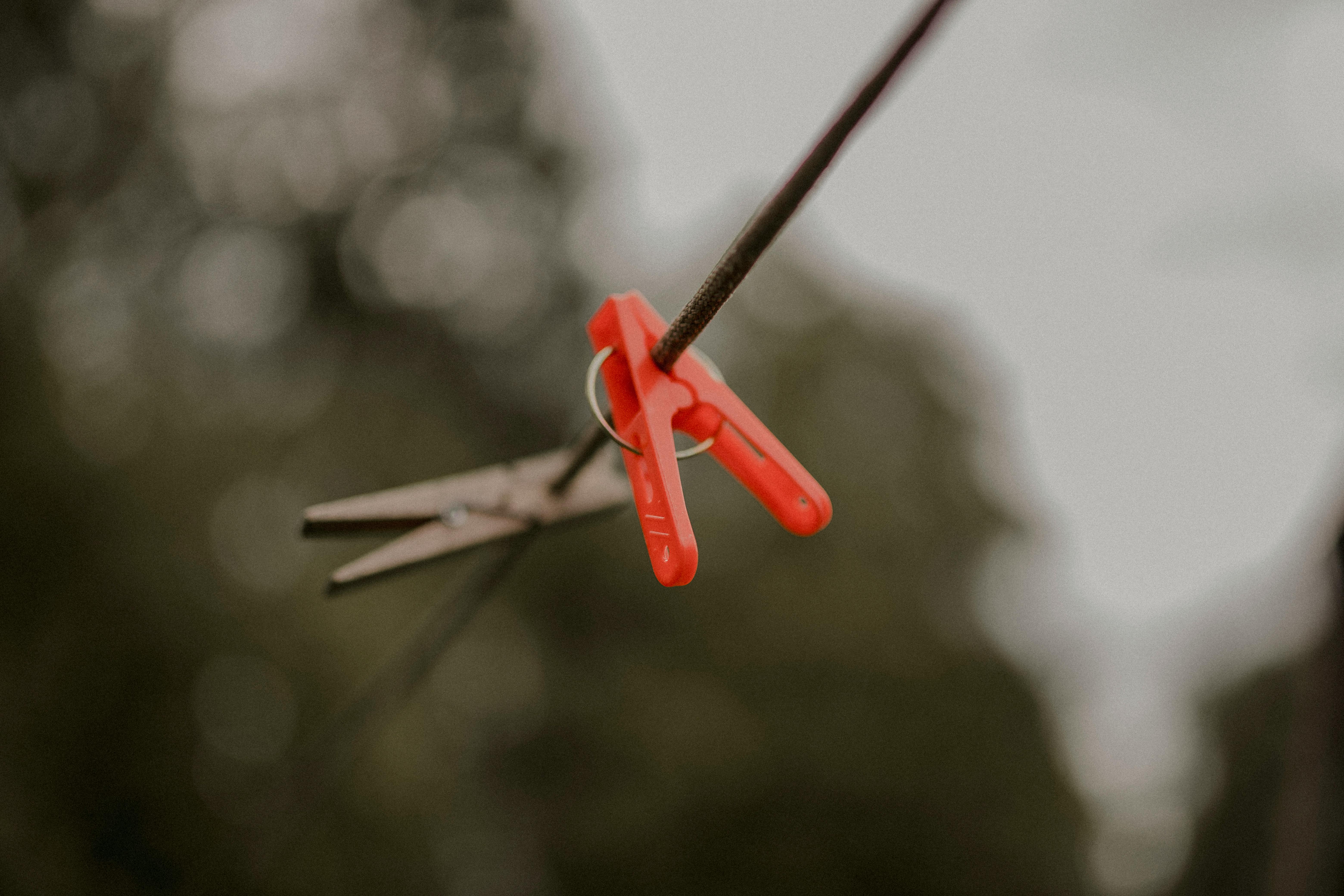 Shallow Focus Photography of Wooden Clothes Clip on Clothes String Rack ...