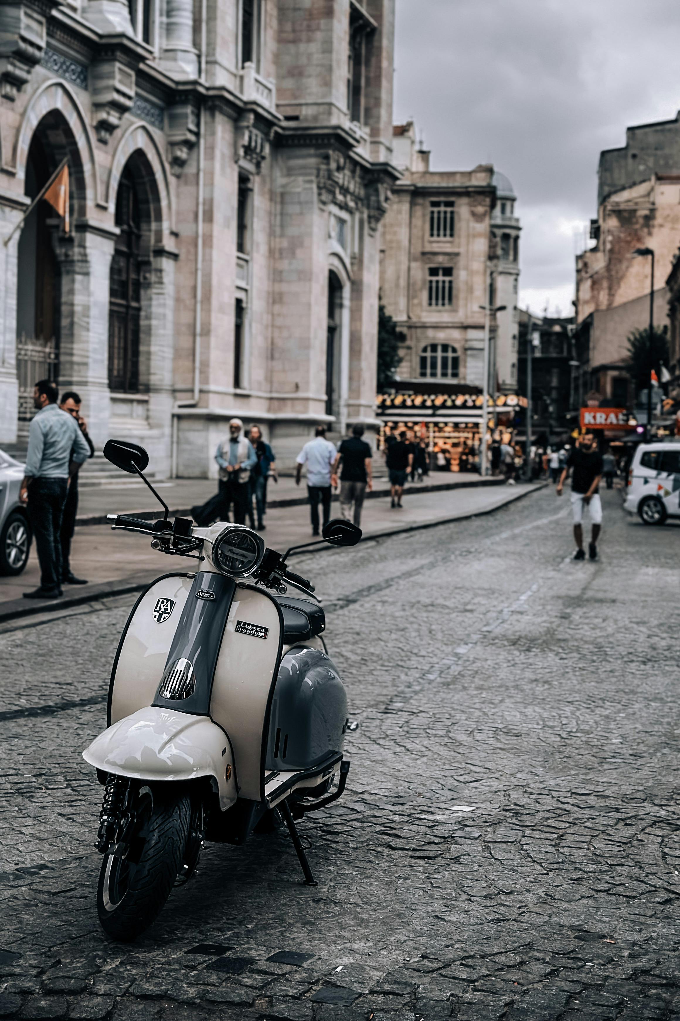 Beige Motor Scooter on a Cobble Stone Road in the Old Town · Free Stock ...