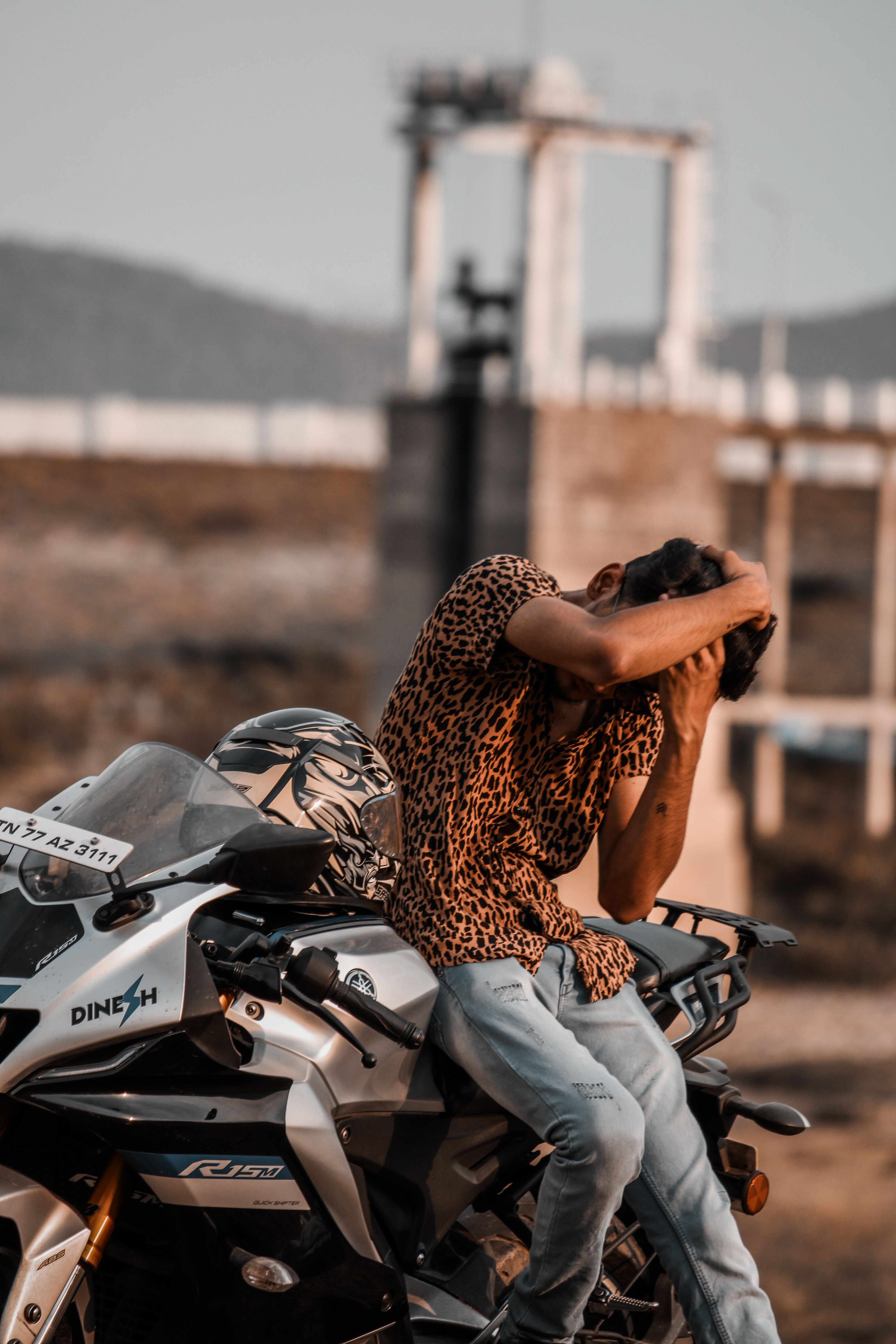 Biker Standing by KTM DUKE · Free Stock Photo