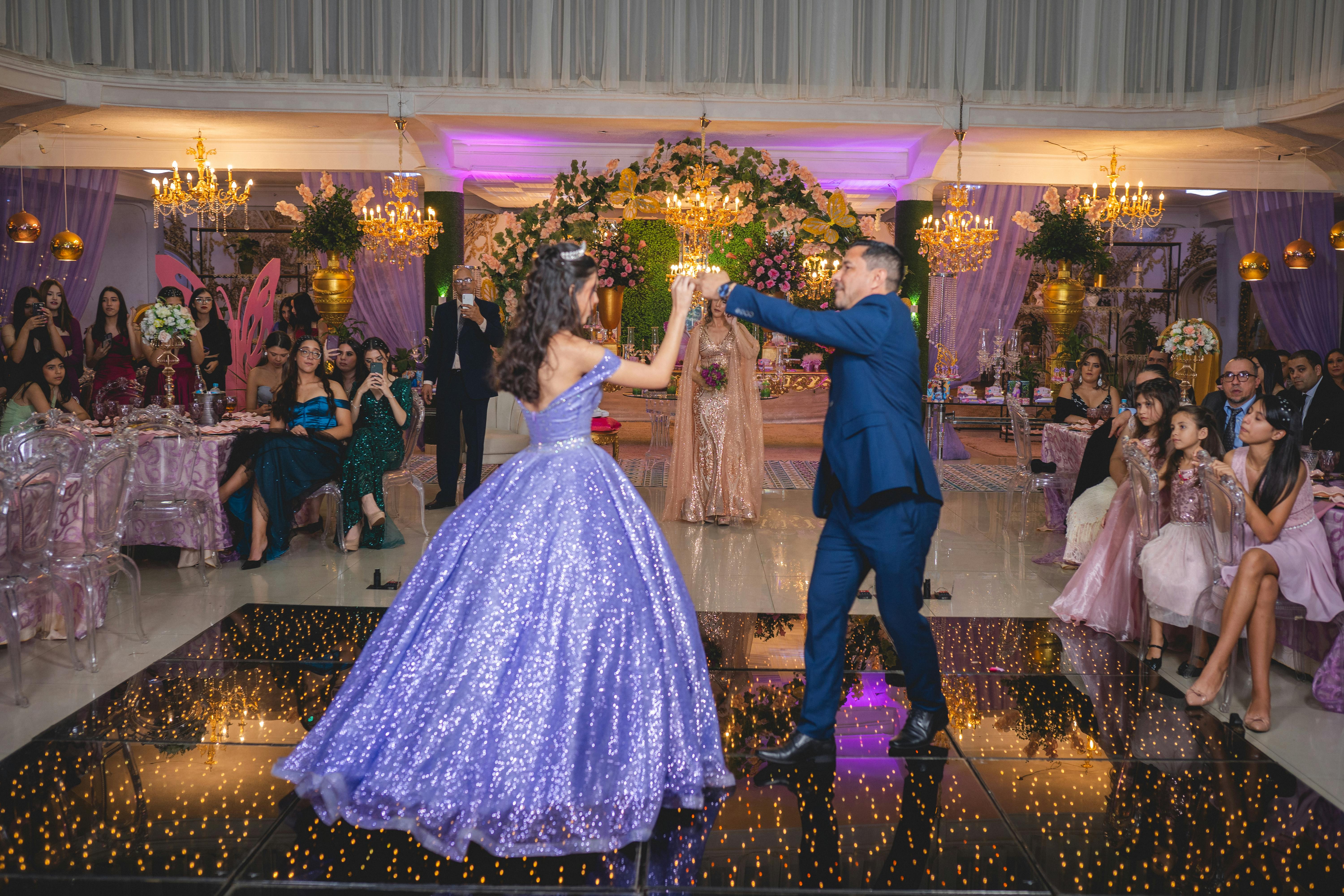Quinceañera Dancing with her Father at her Birthday Party · Free Stock ...