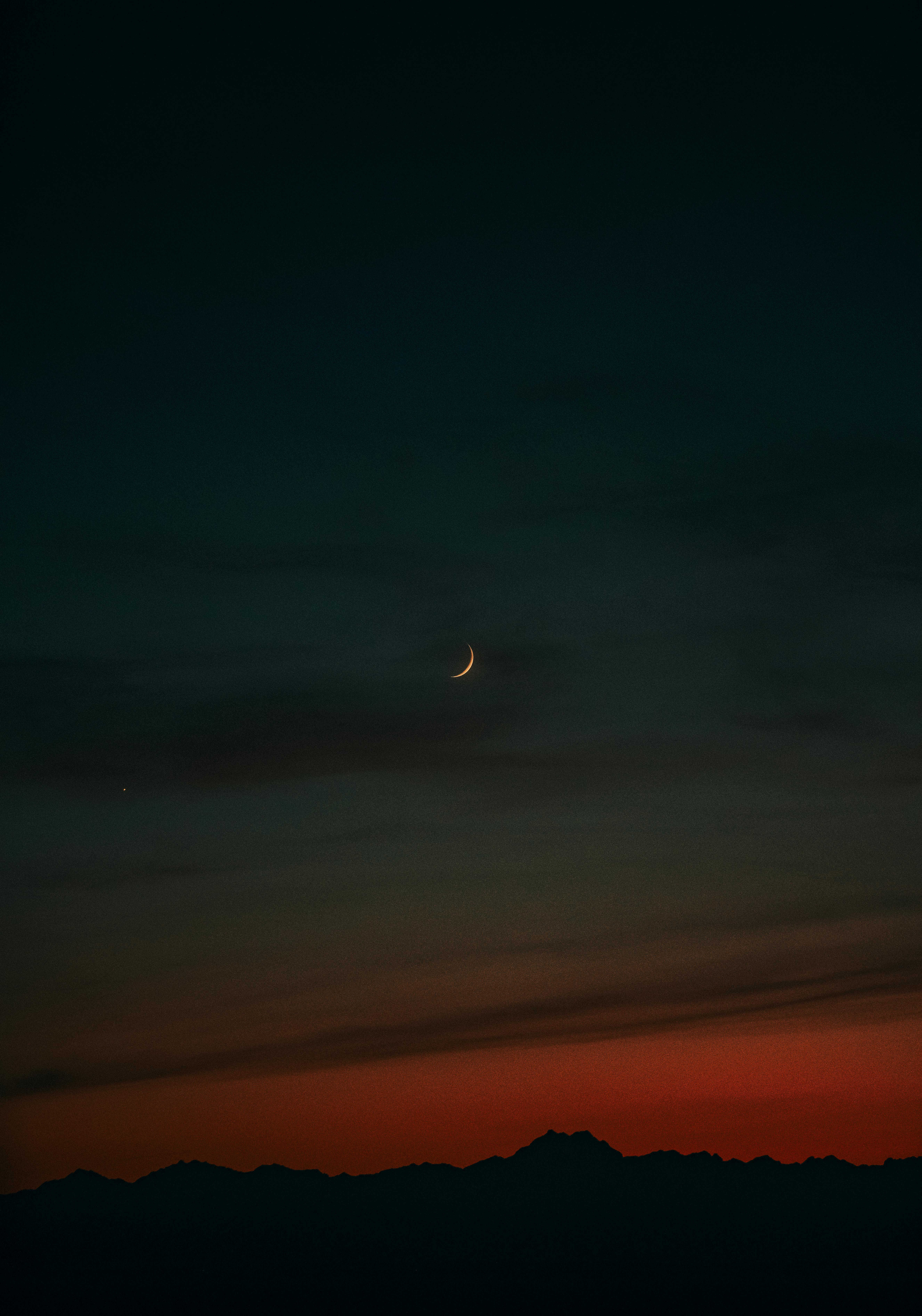 Crescent Moon and Red Sky · Free Stock Photo