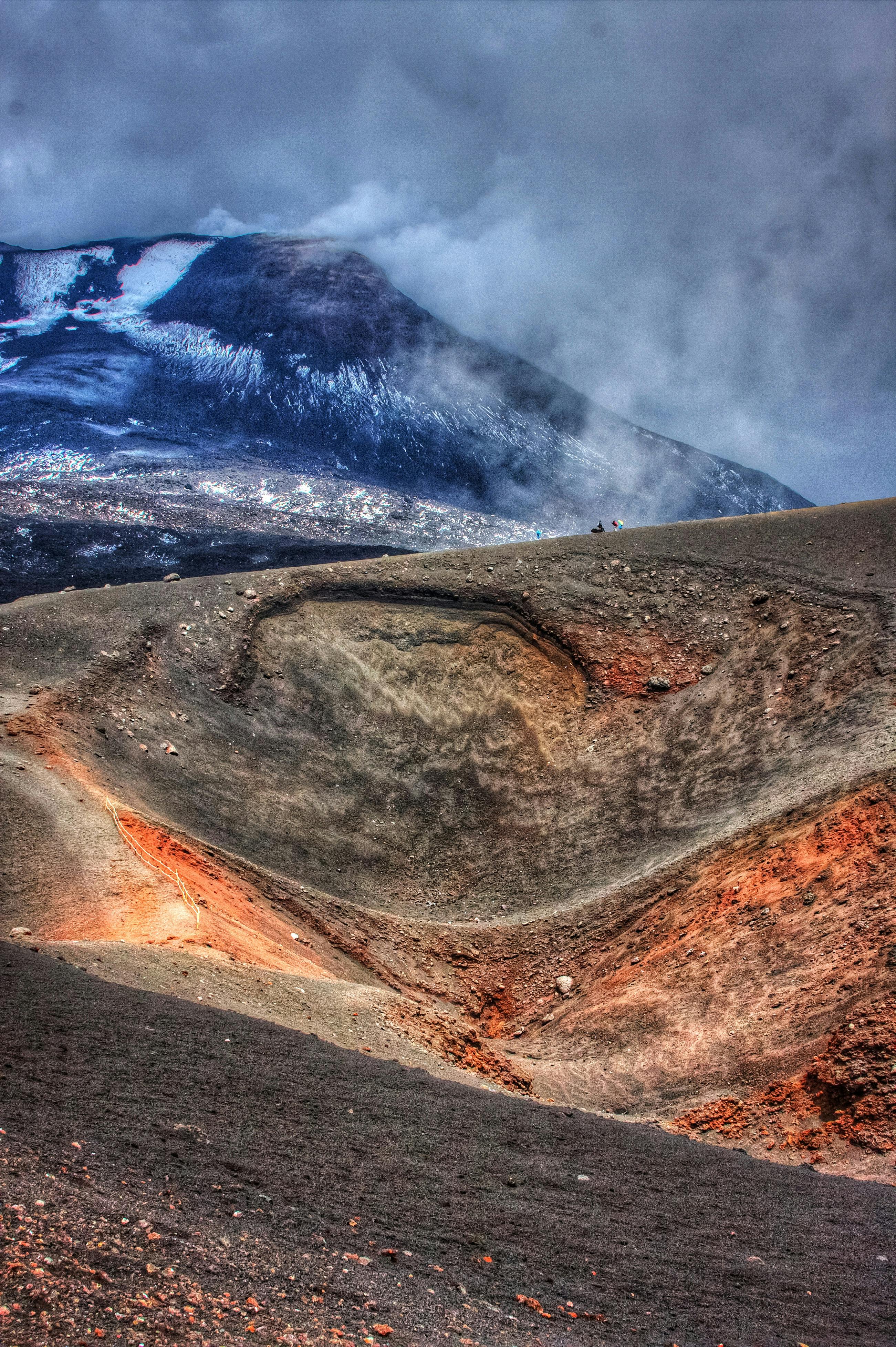 Hikers on Side Volcano Crater · Free Stock Photo