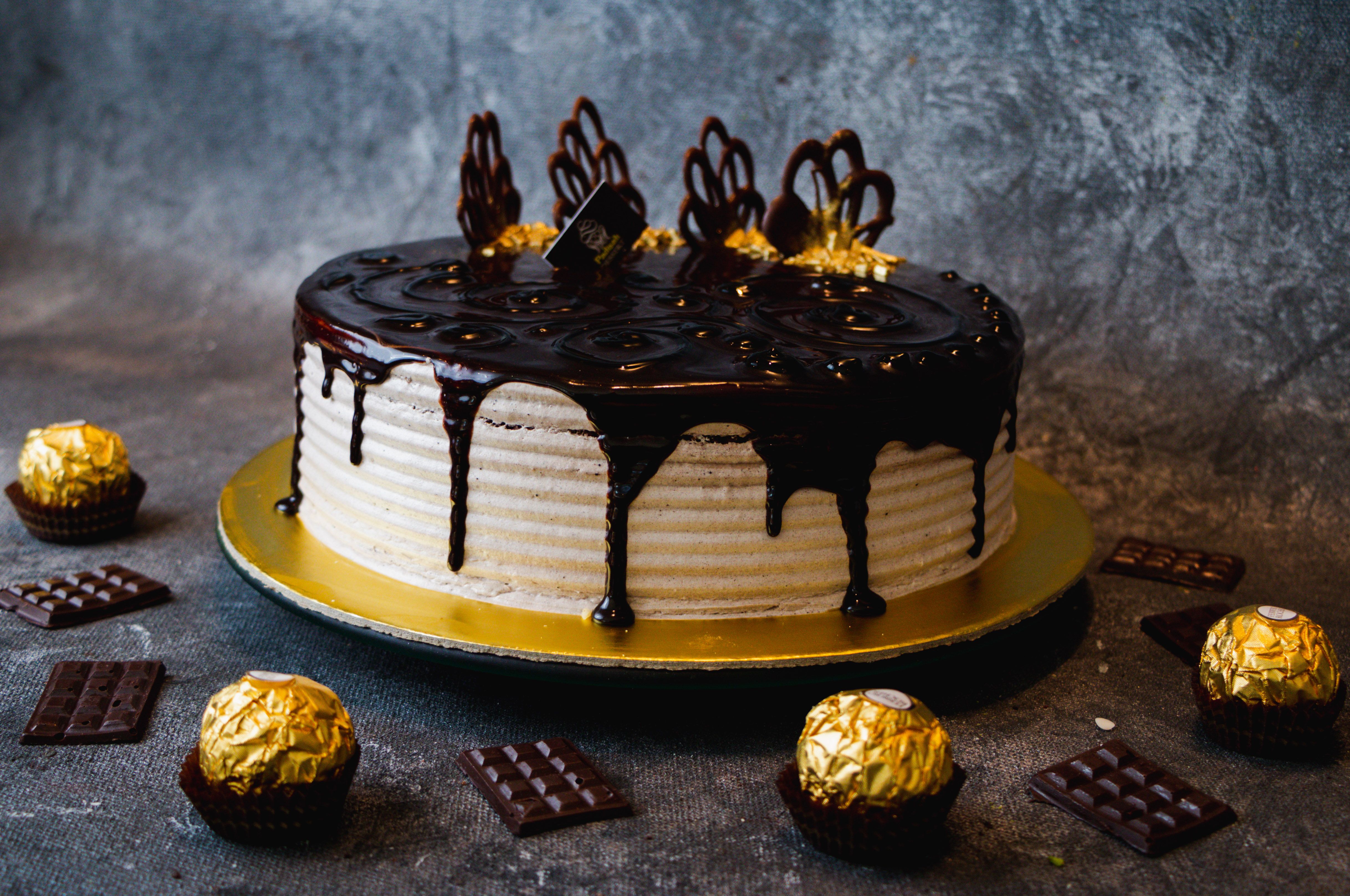 Layered Cake with Chocolate Topping · Free Stock Photo