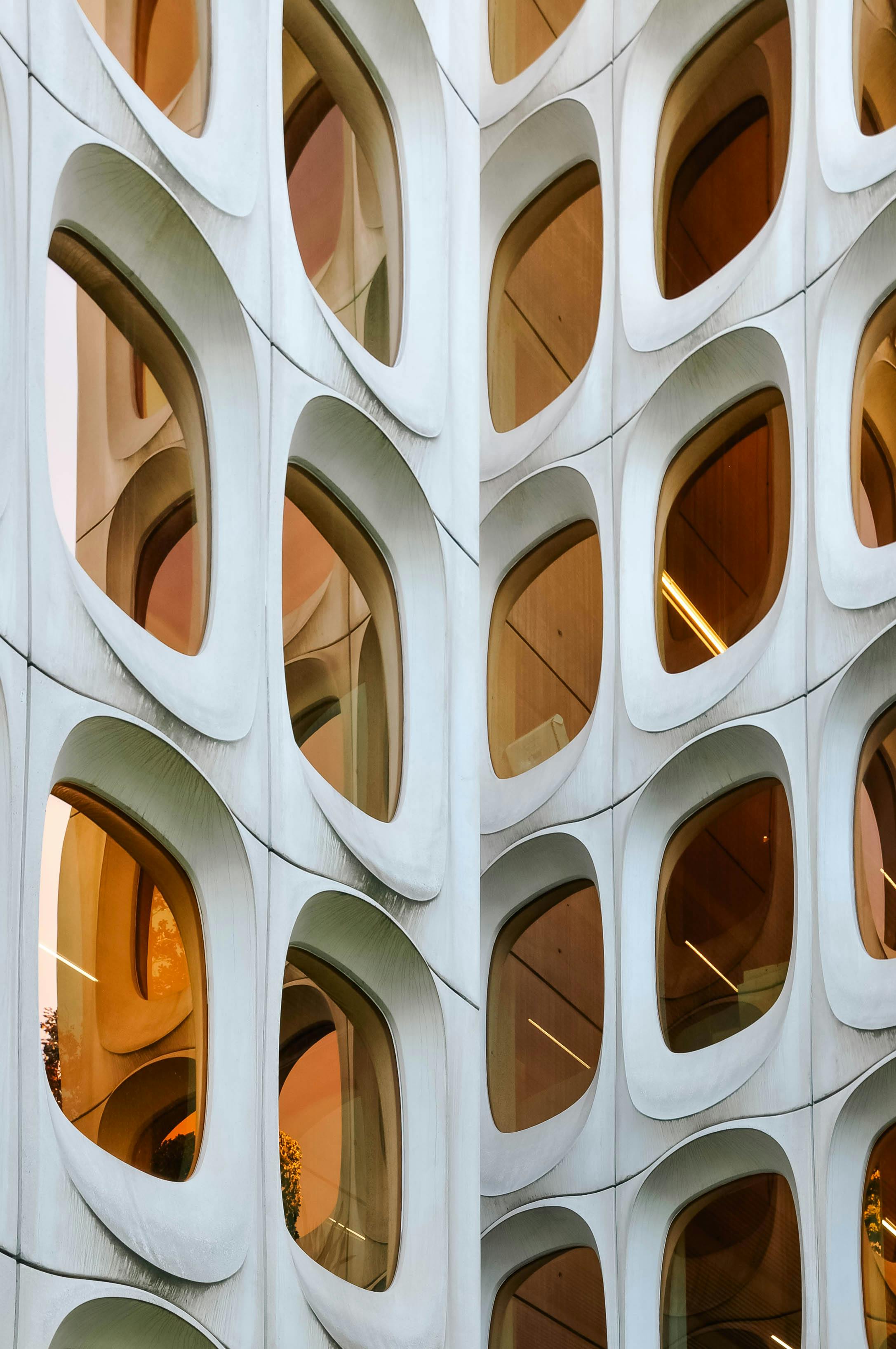 Close-up of the Facade of the CBR Building in Watermael-Boitsfort ...