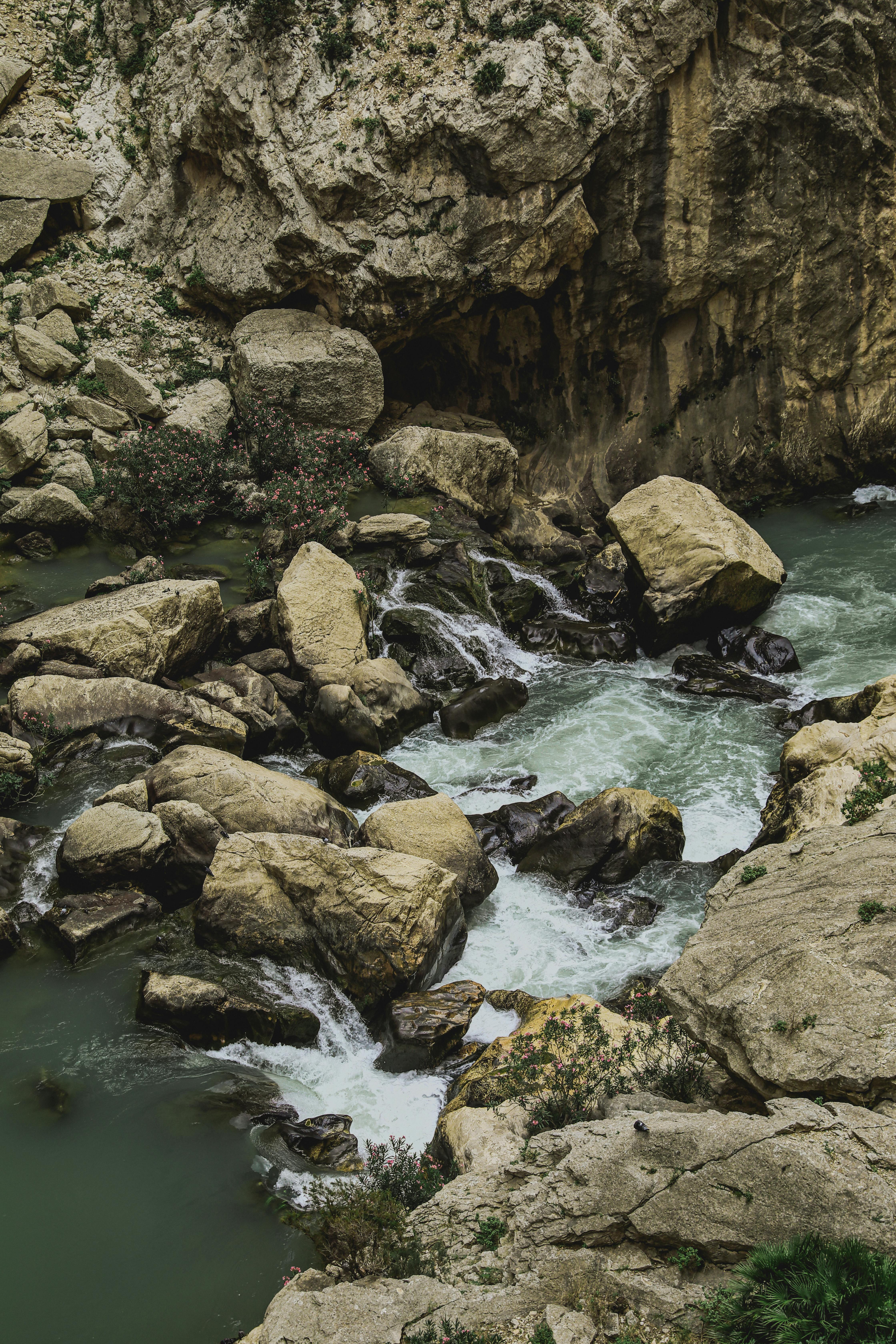 Cascade on Rocks in Caminito del Rey in Spain · Free Stock Photo