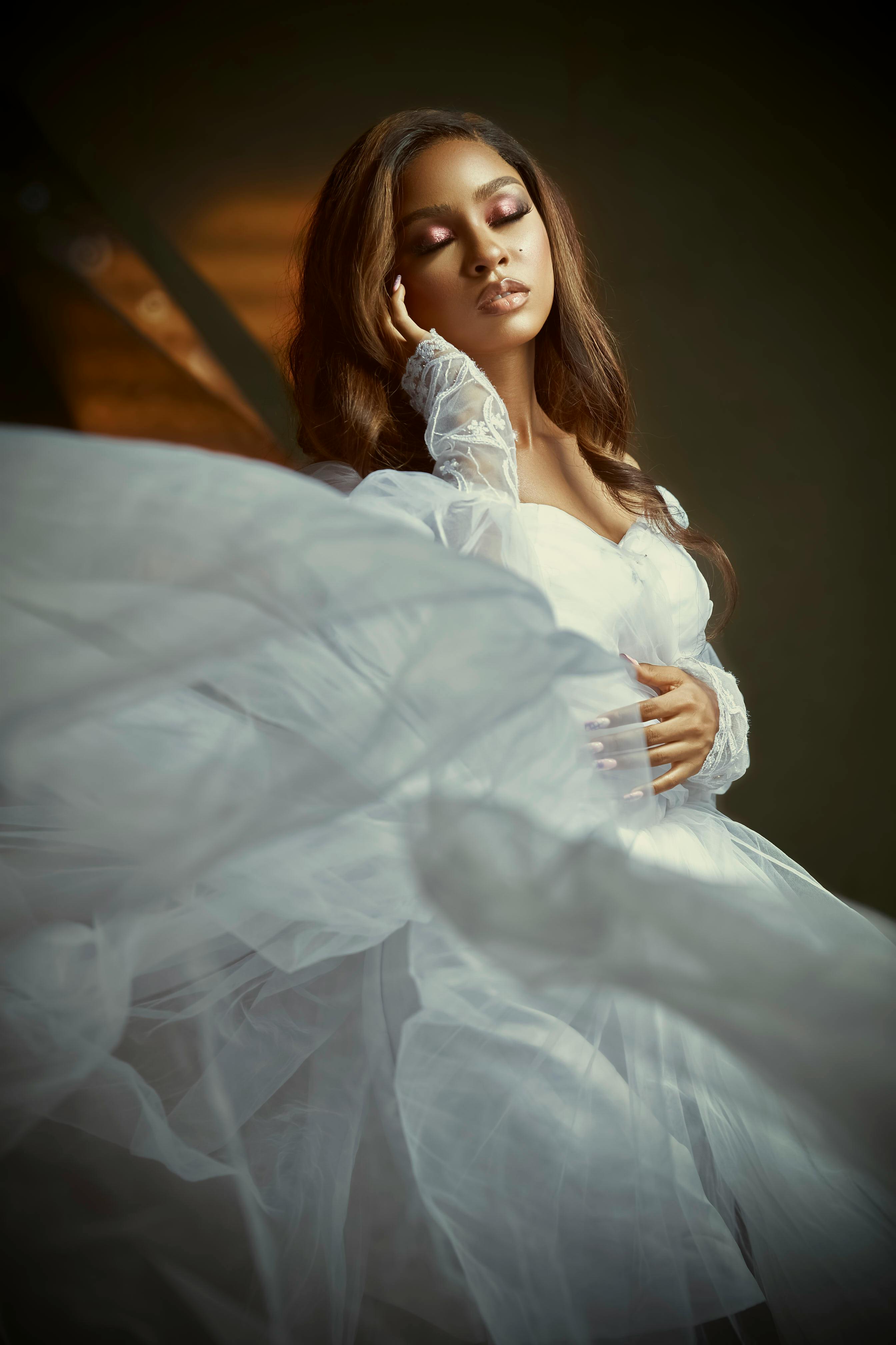 Model Posing in Wedding Dress · Free Stock Photo