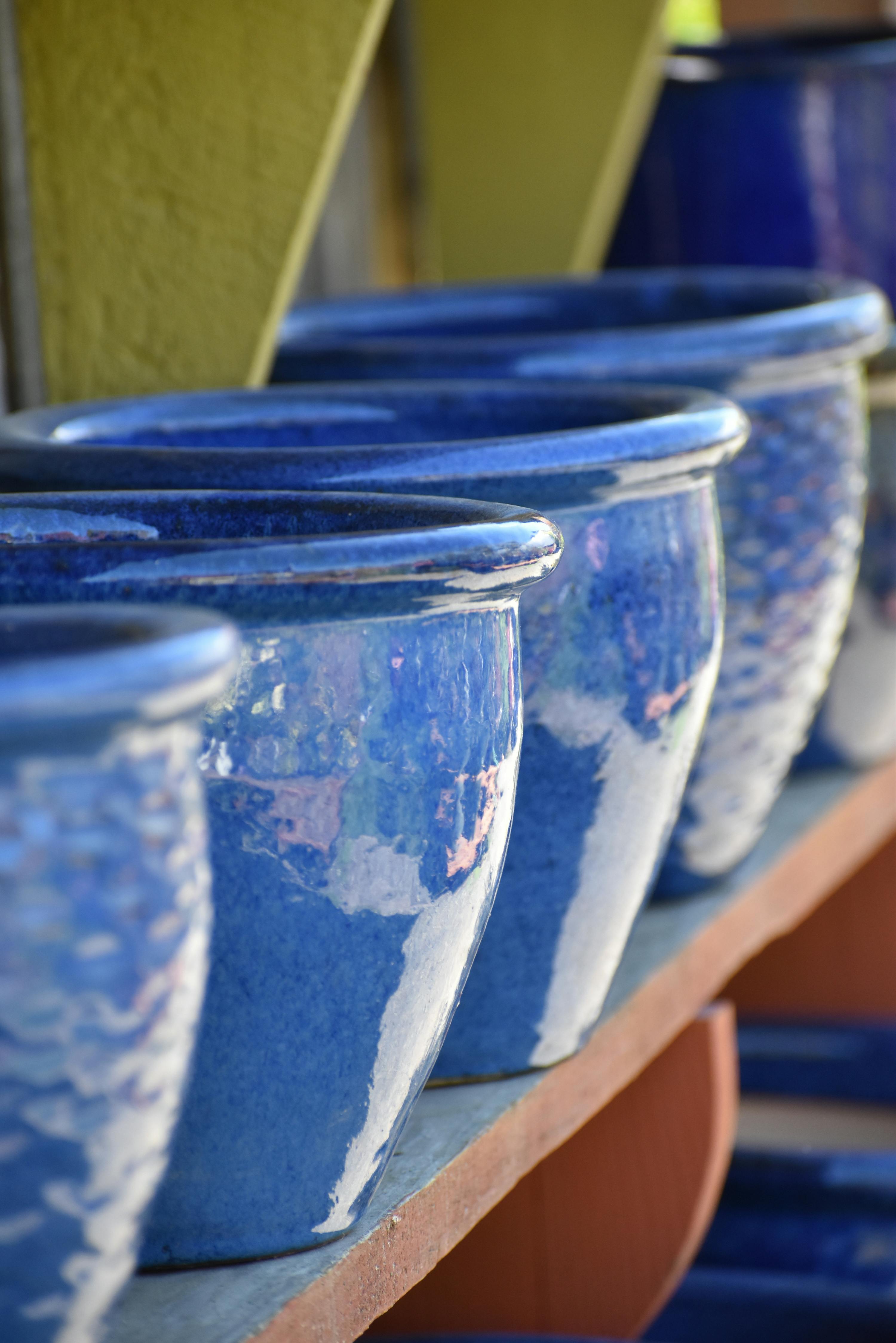 Close-up of Blue Ceramic Pots · Free Stock Photo