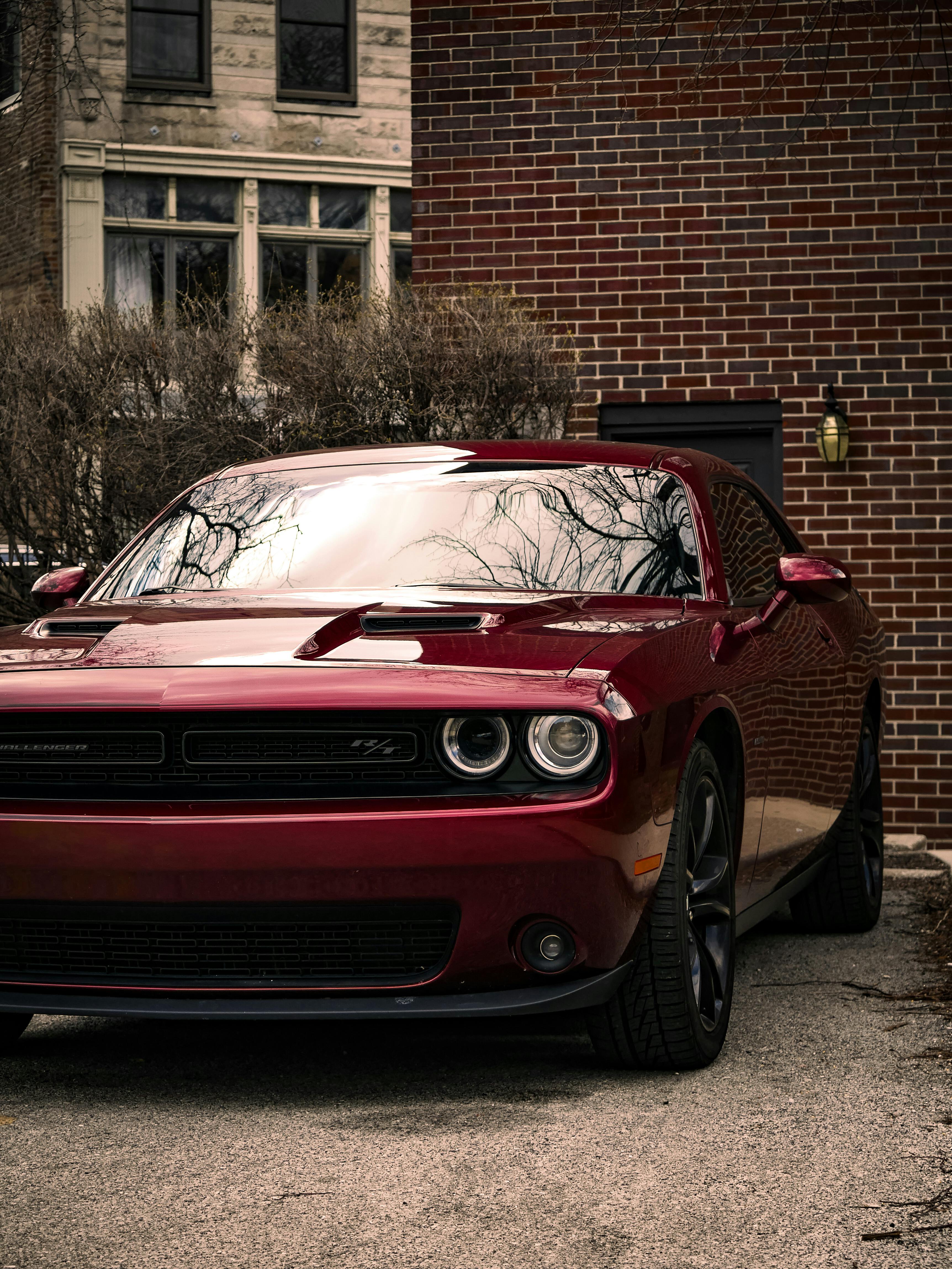 Red Parked Dodge Challenger · Free Stock Photo