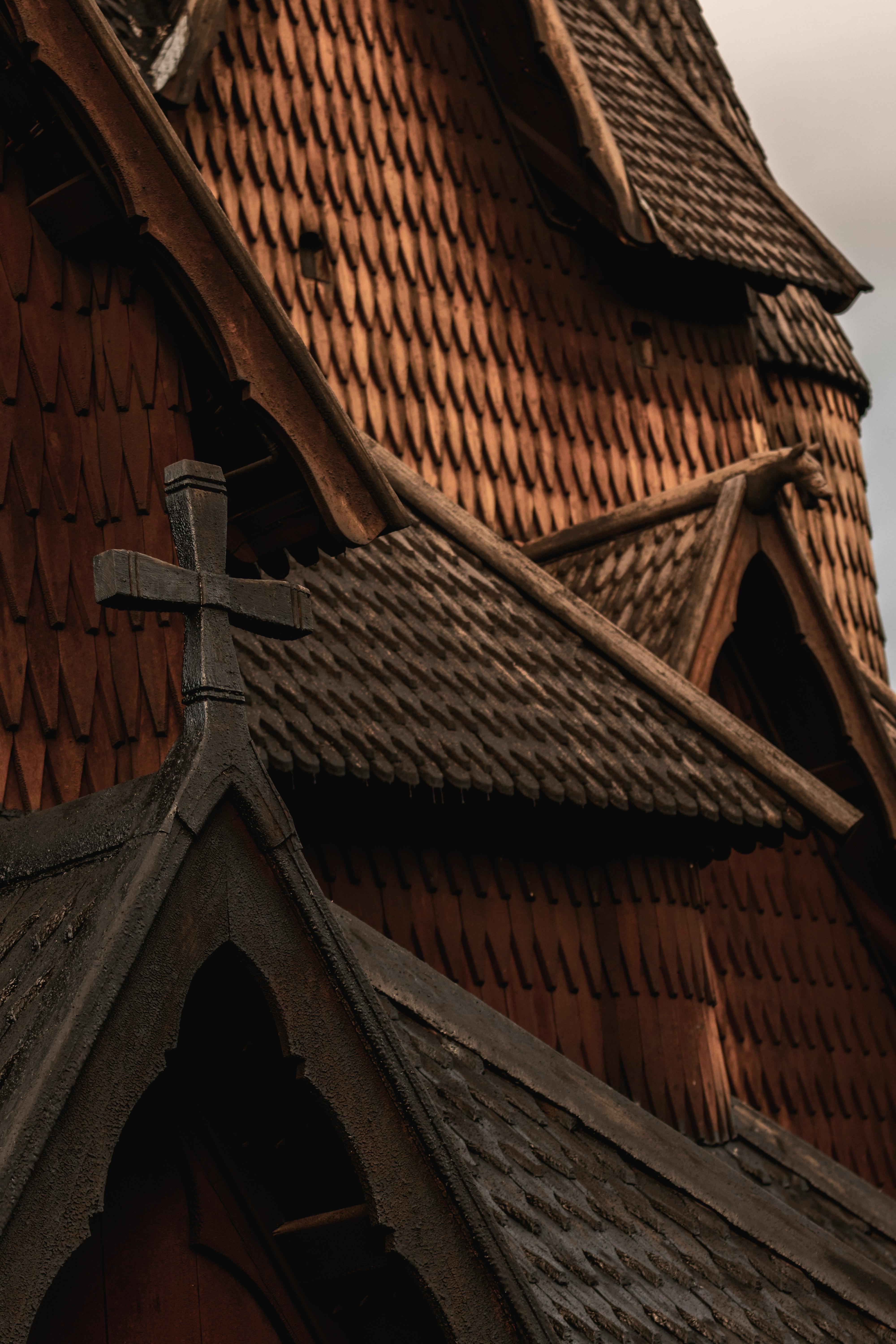 Exterior of a Medieval Stave Church · Free Stock Photo