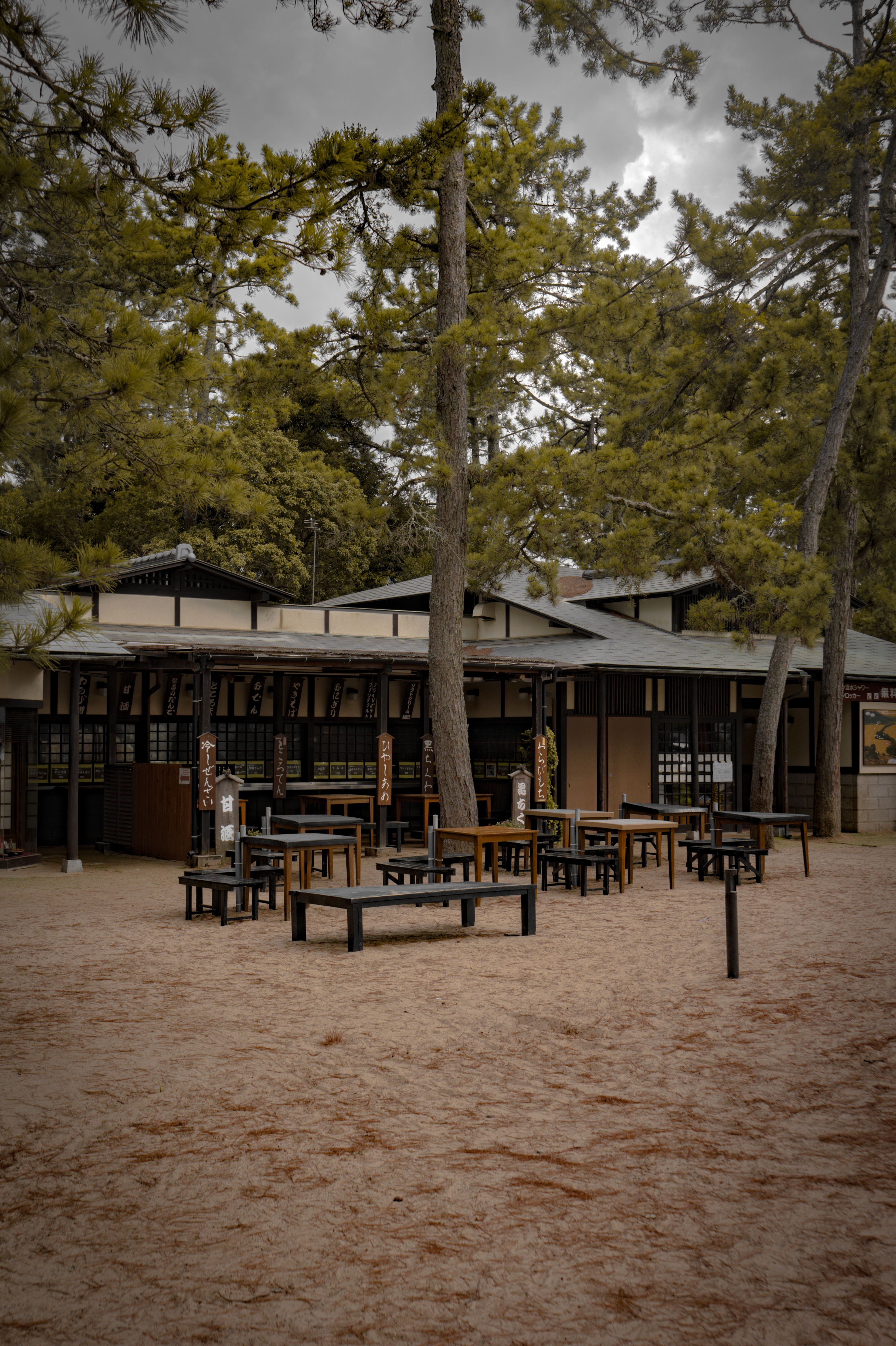 View of Empty Chairs and Tables Outside of the Hashidate Chaya ...