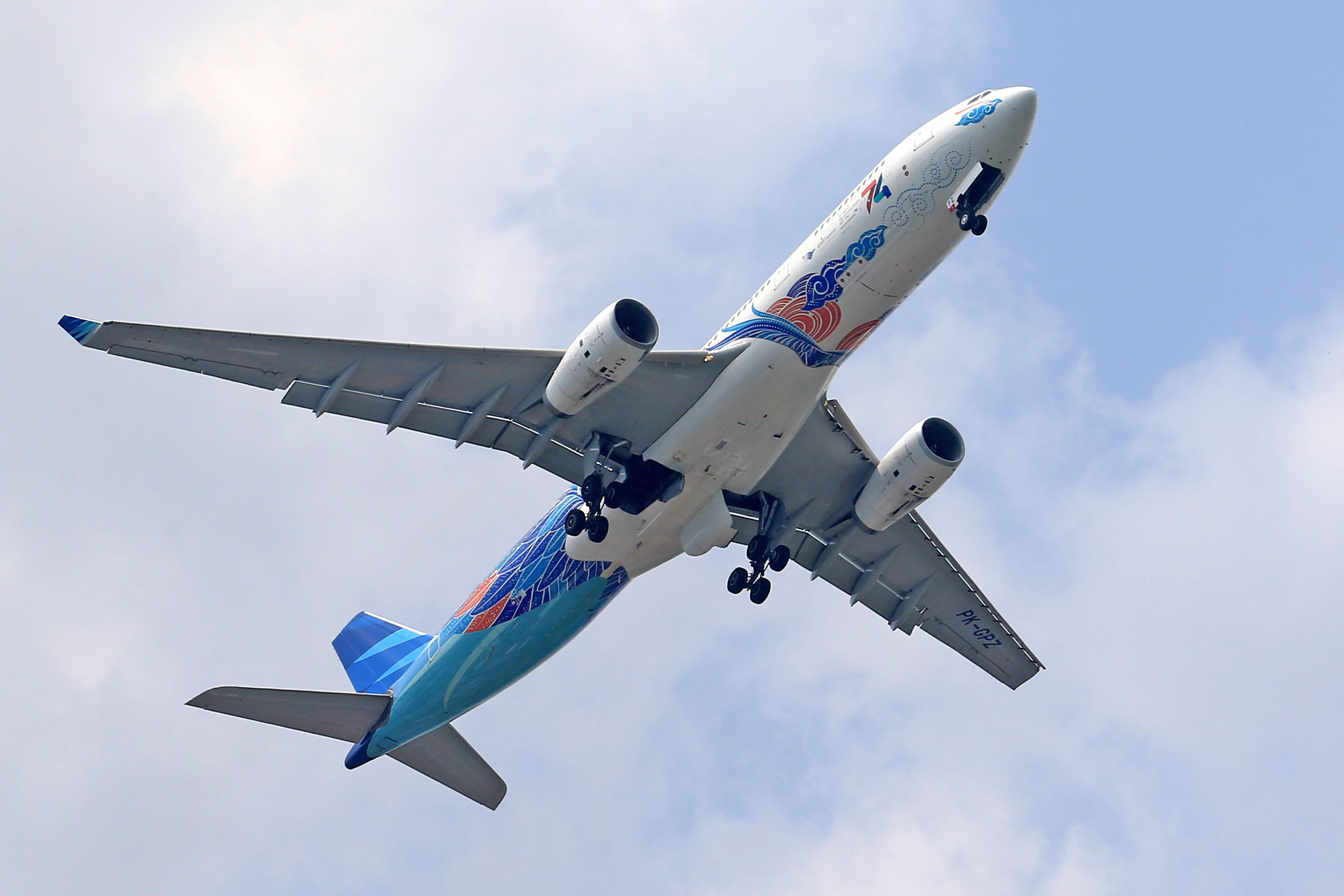 Commercial Airplane in Flight with the Landing Gear Extended · Free ...