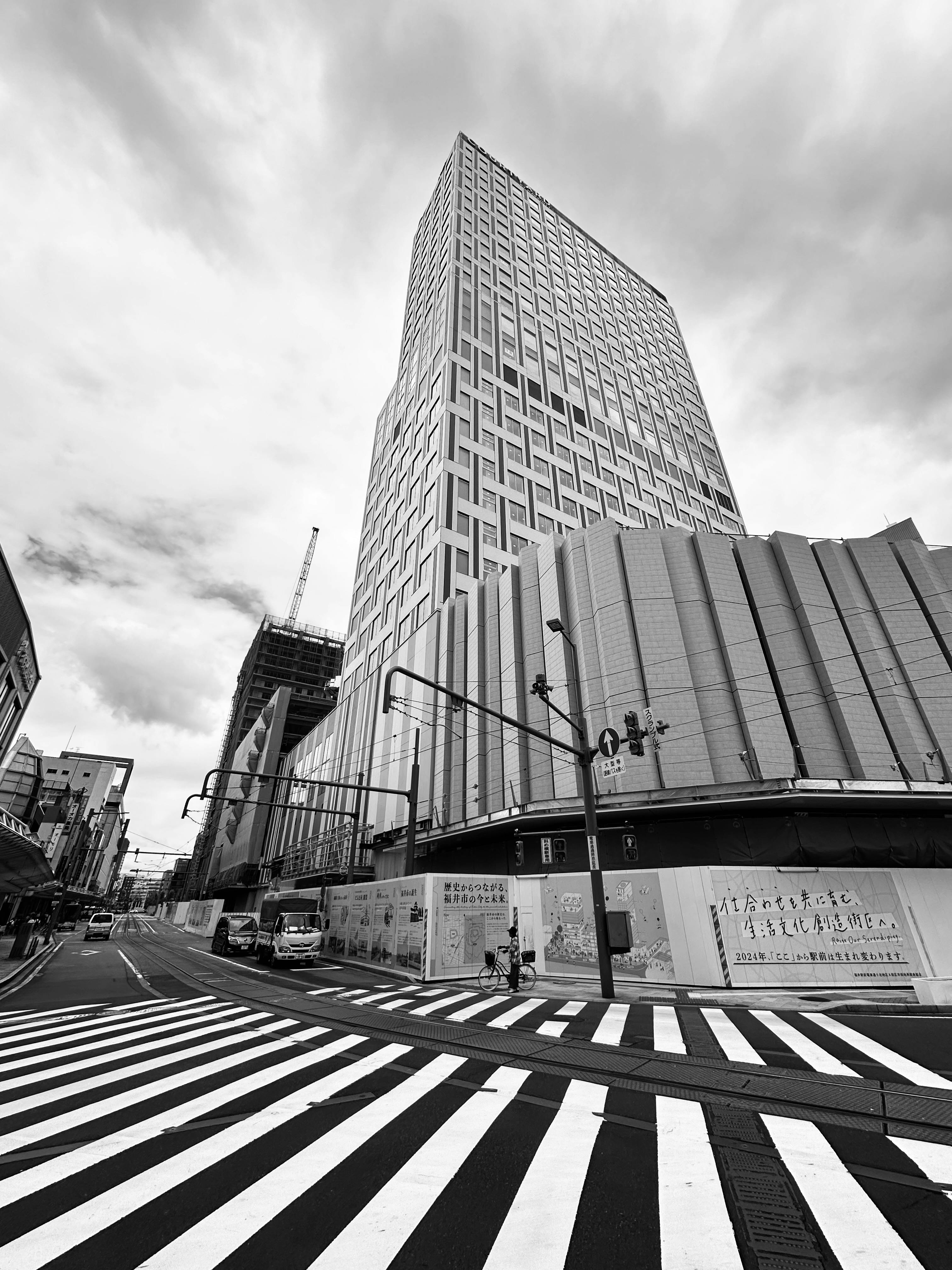 Black and White Picture of a Crosswalk and a Skyscraper in City · Free ...