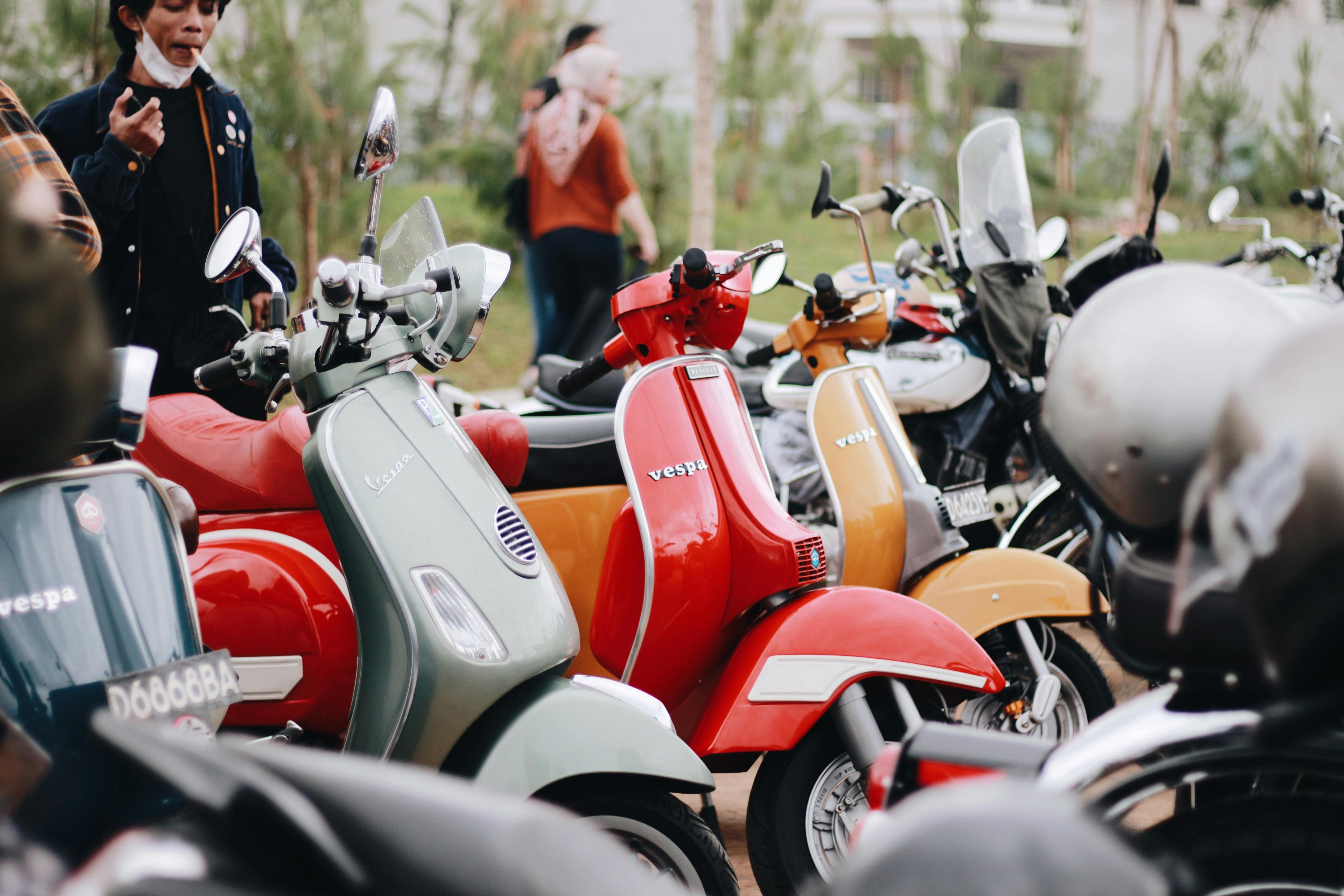 Close up of Colorful Motor Scooters · Free Stock Photo