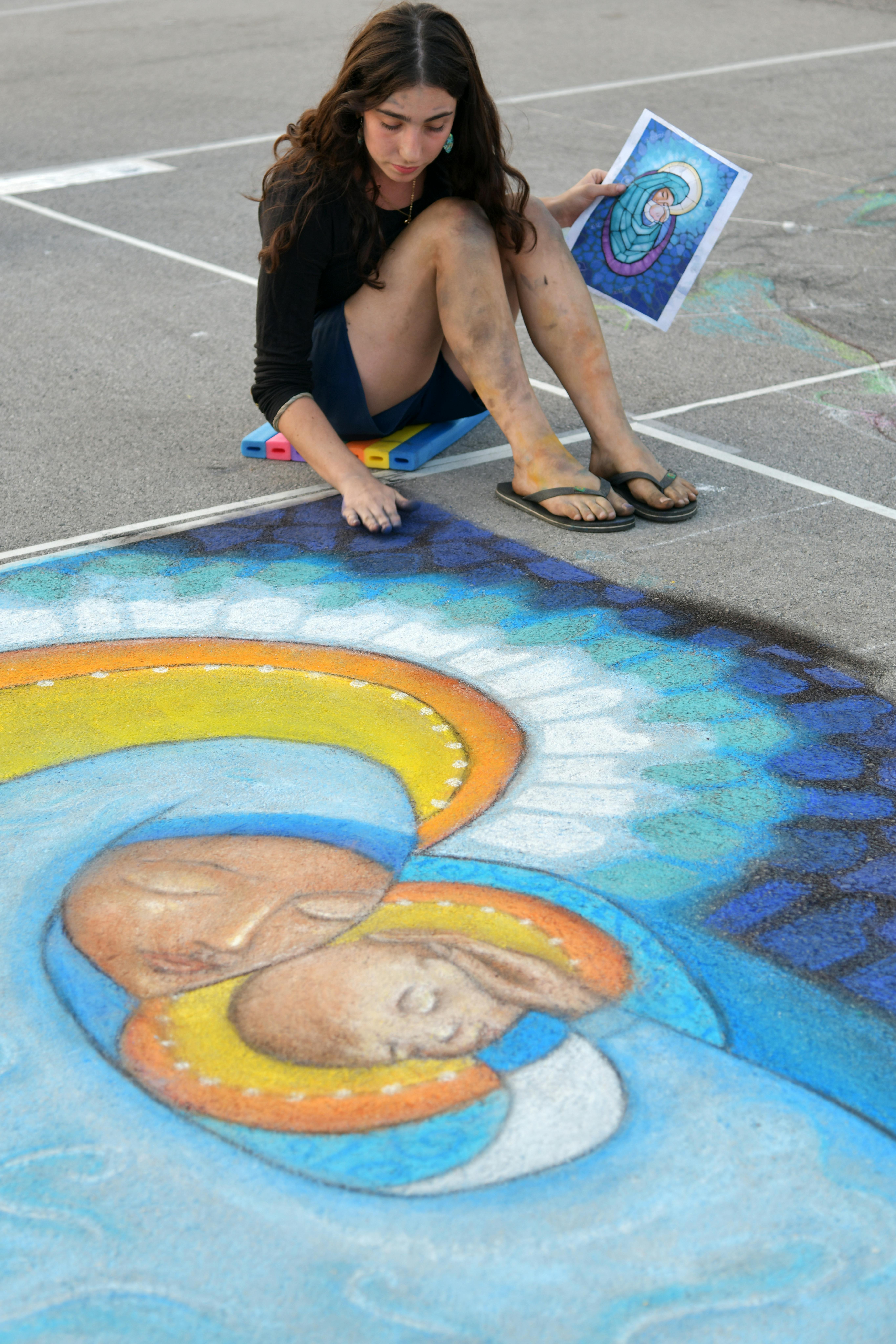 Woman Painting on Pavement · Free Stock Photo