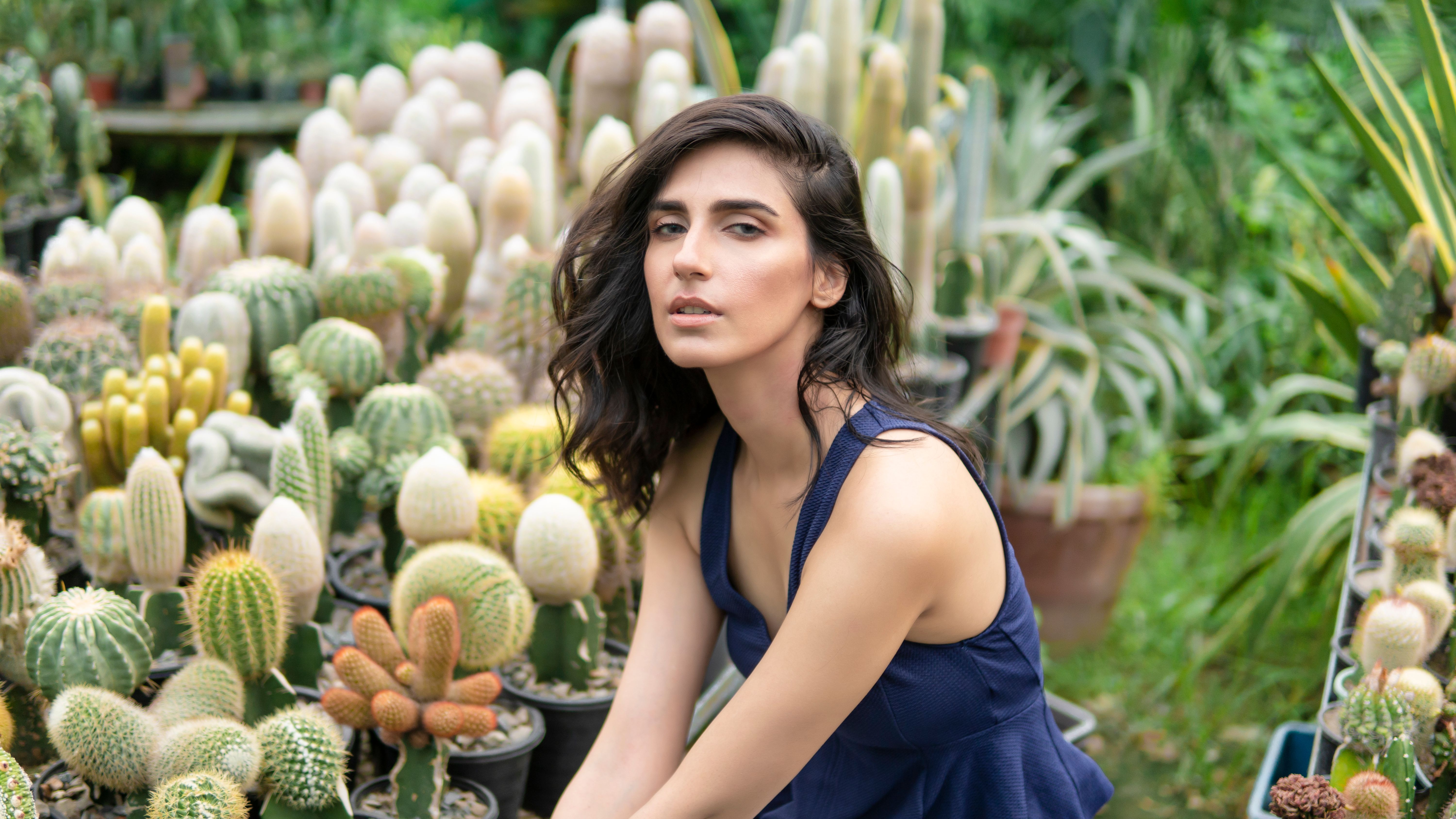 Young Woman Among Cacti · Free Stock Photo