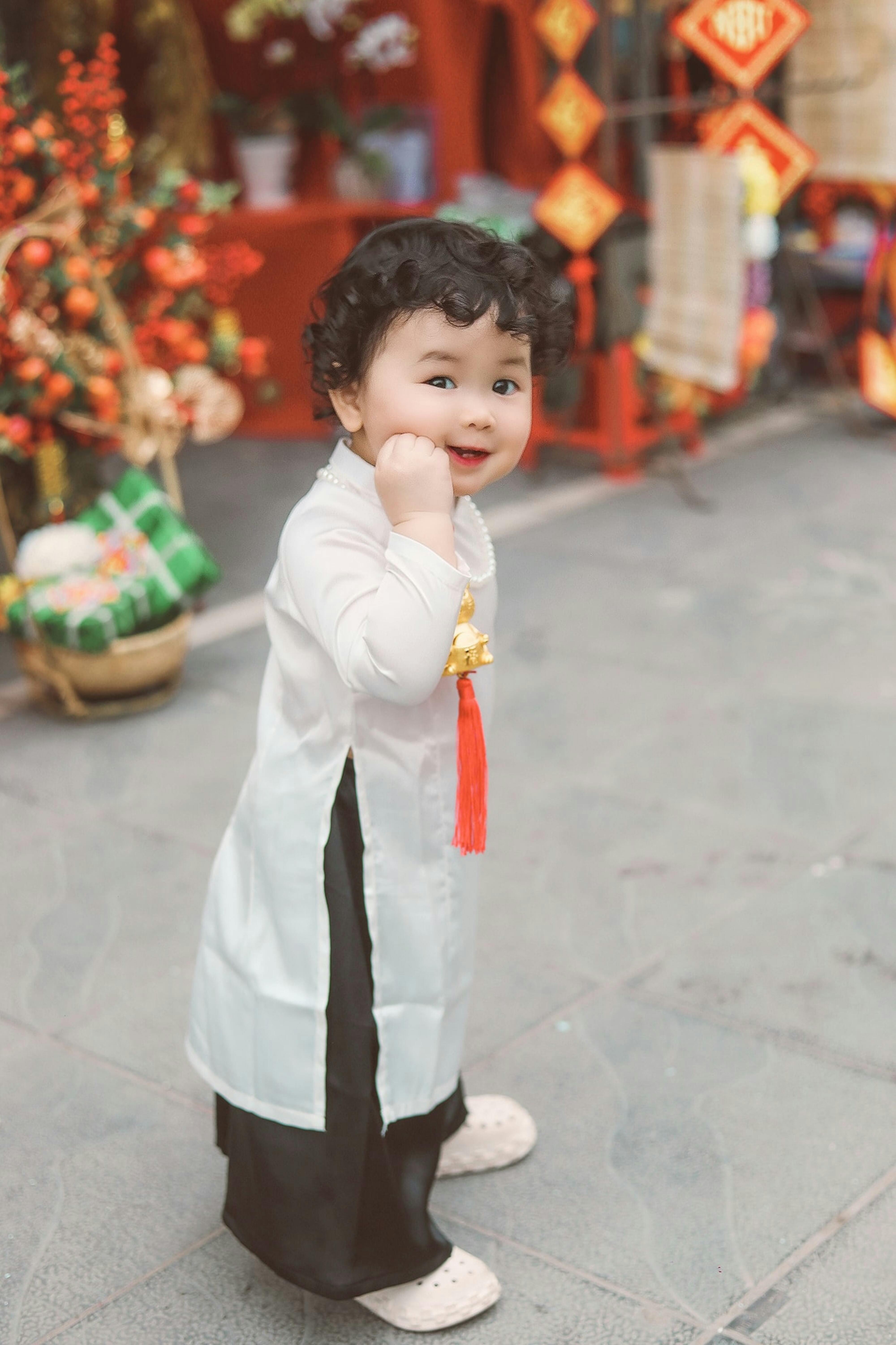 Little Boy Wearing White Changpao · Free Stock Photo