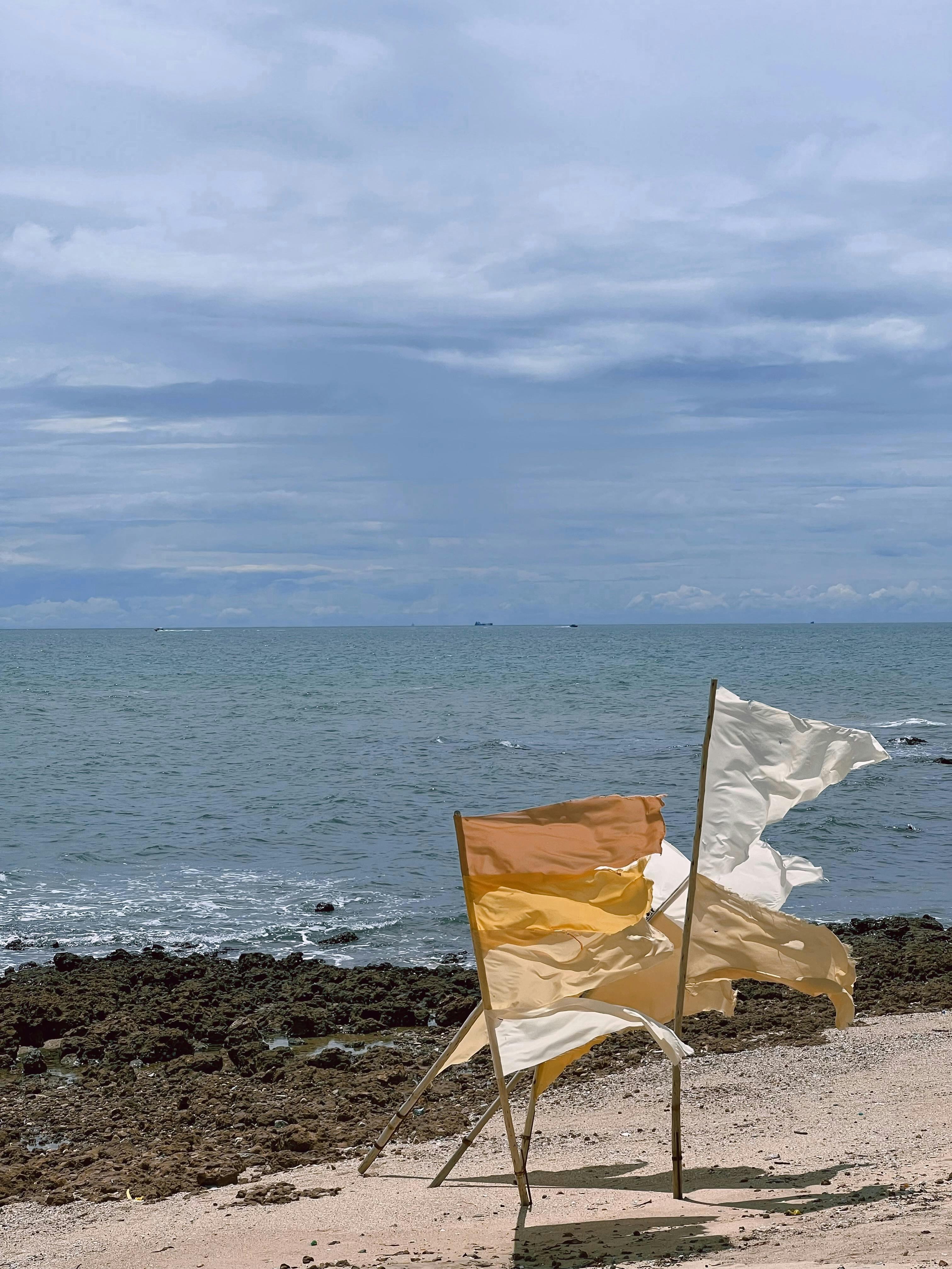 Flags on Sea Shore · Free Stock Photo
