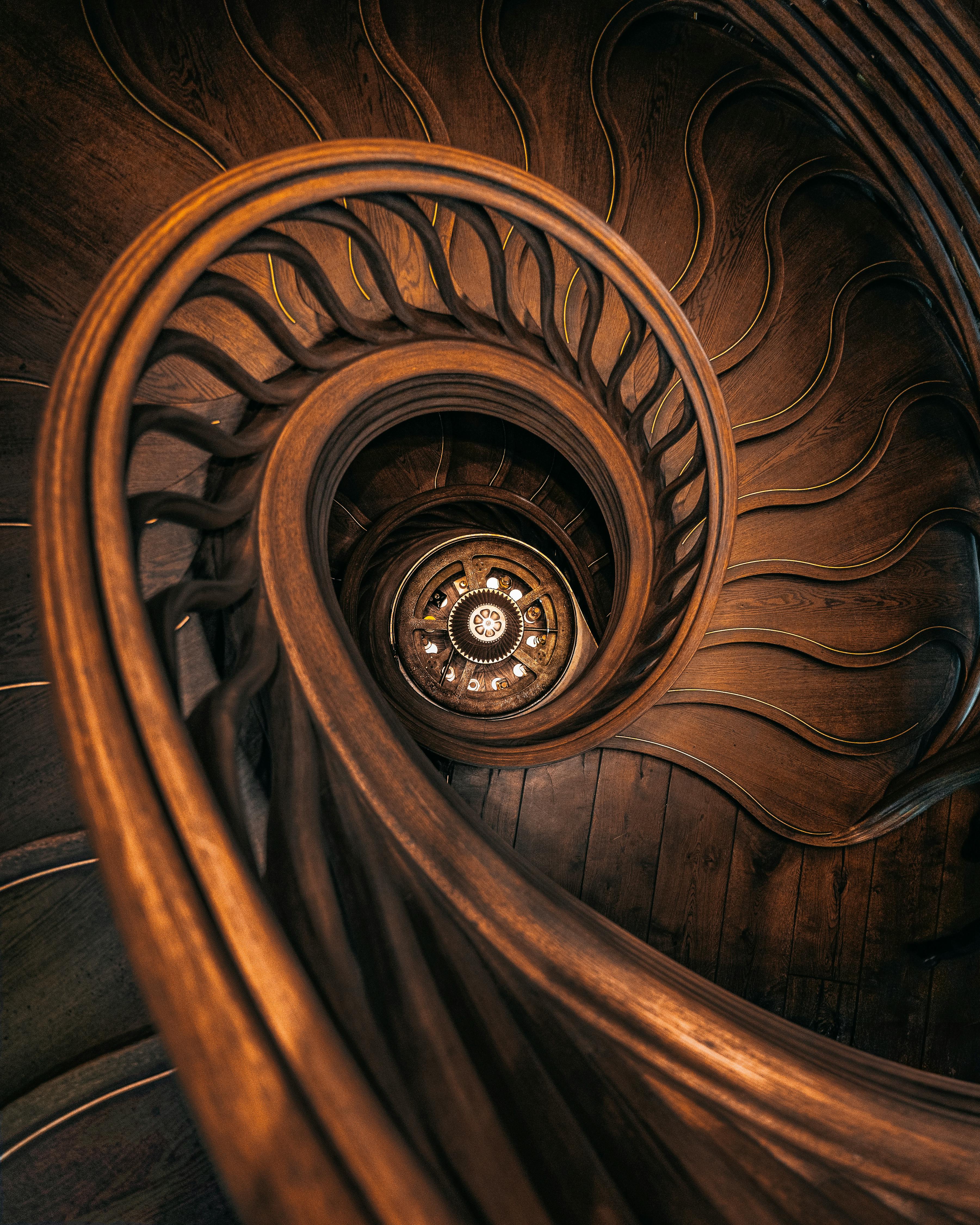 Wooden Twisted Staircase · Free Stock Photo